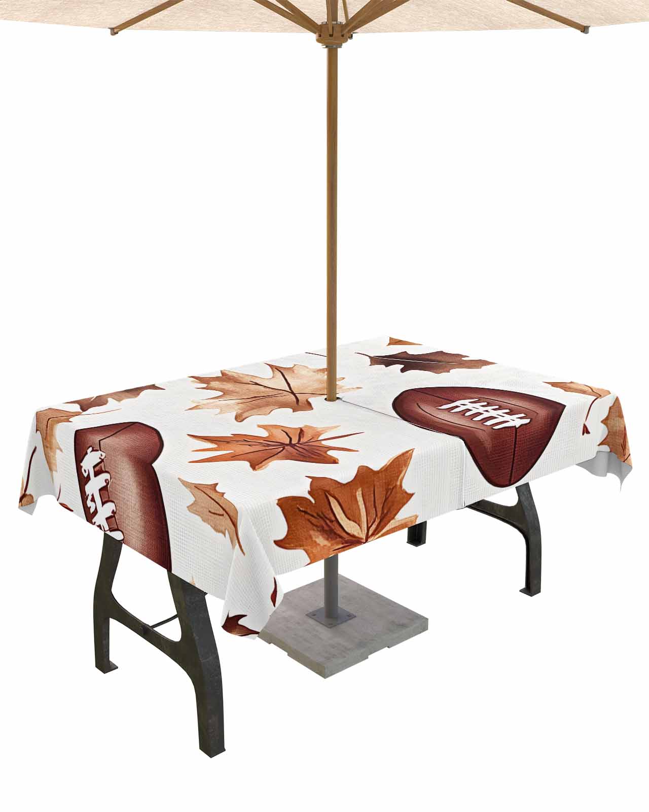 Fsddascl Fall Maple Leaf Football Outdoor Tablecloth - 52x70 Inch ...