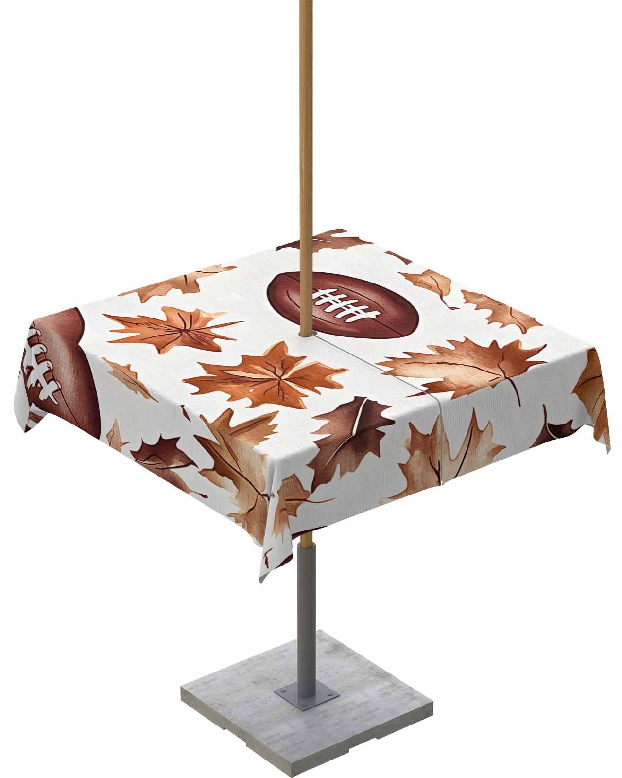 Fsddascl Fall Maple Leaf Football Outdoor Tablecloth - 60x60 Inch ...