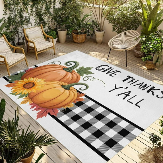Fsddascl Fall Pumpkins Outdoor Rug for Patio/Deck/Porch, Non-Slip Large ...