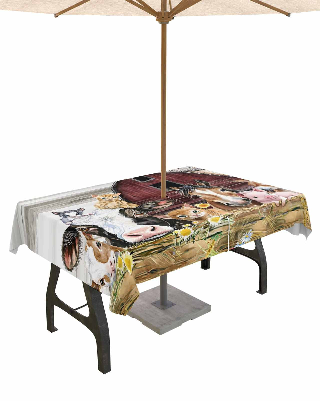 Fsddascl Farmhouse Animals Outdoor Tablecloth - 54x80 Inch Rectangle ...