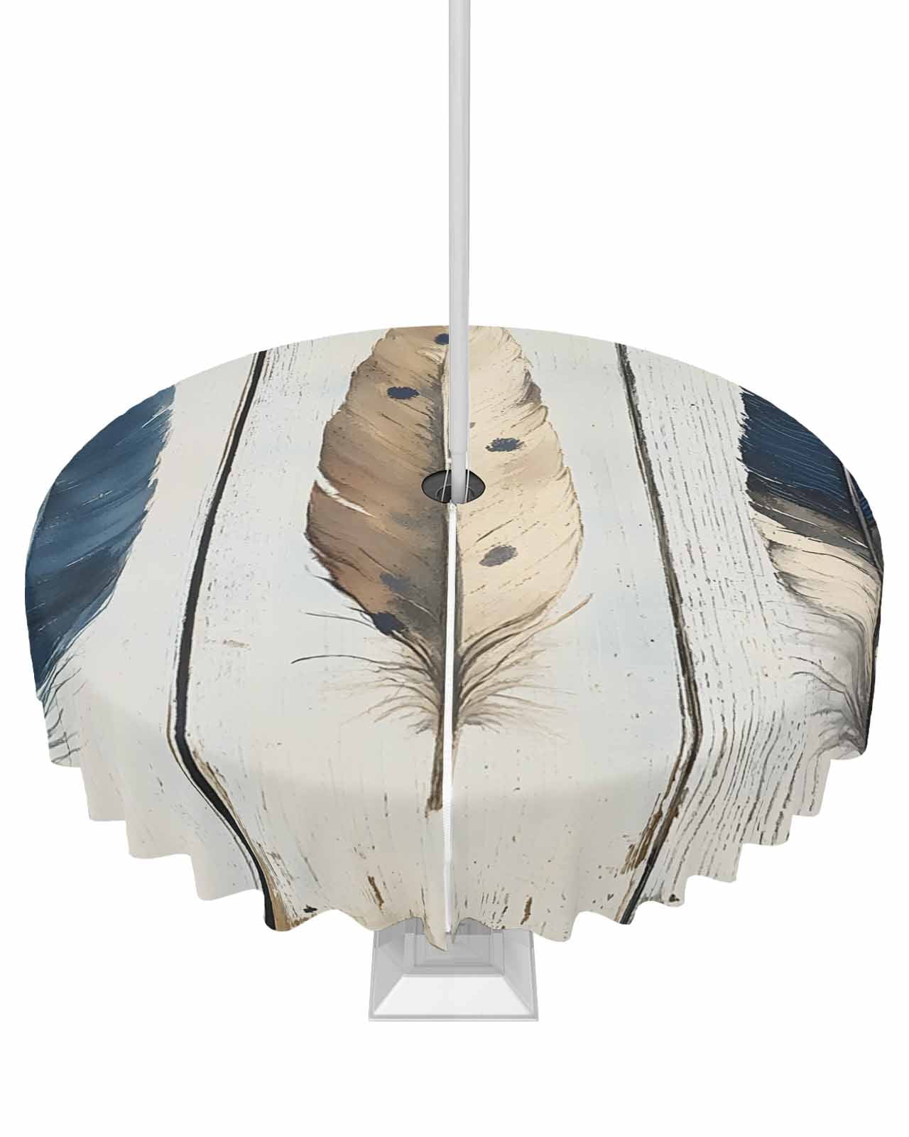 Fsddascl Farmhouse Feather Outdoor Tablecloth - 60 Inch Round Dining ...