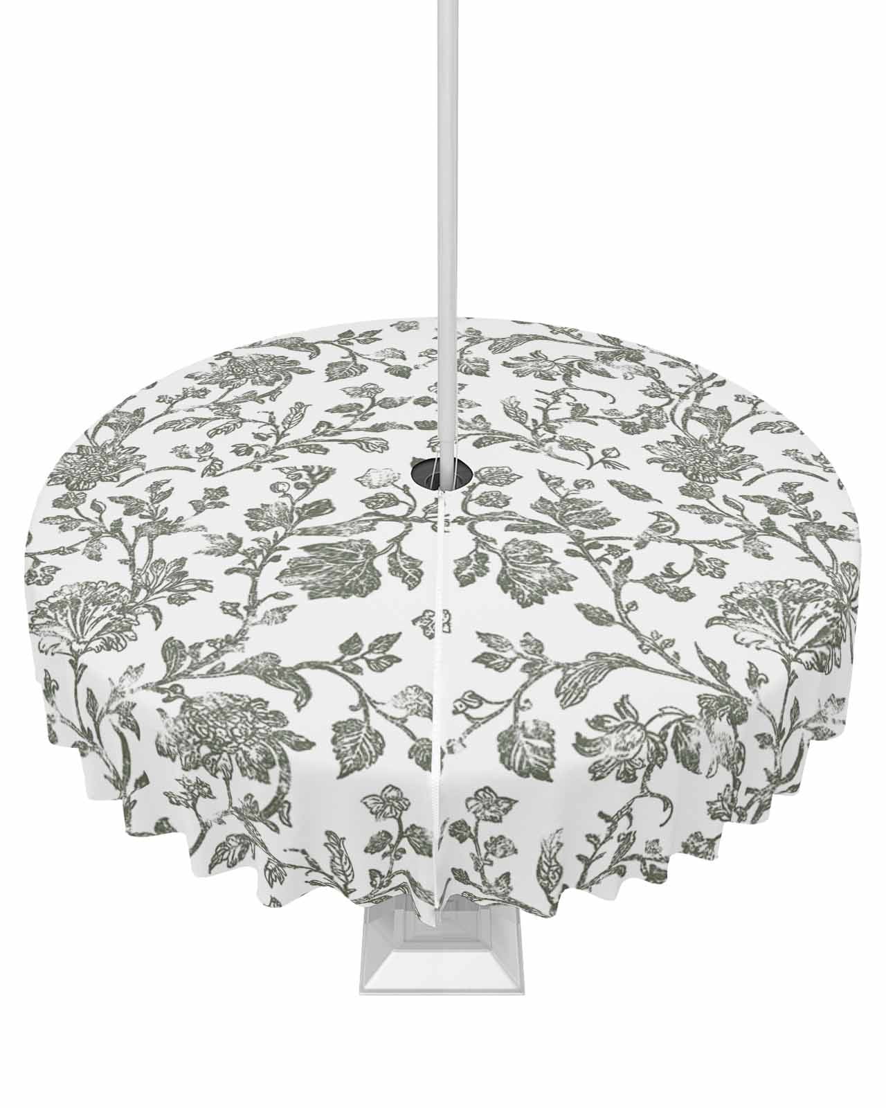 Fsddascl Farmhouse Flowers Outdoor Tablecloth - 54 Inch Round Dining ...