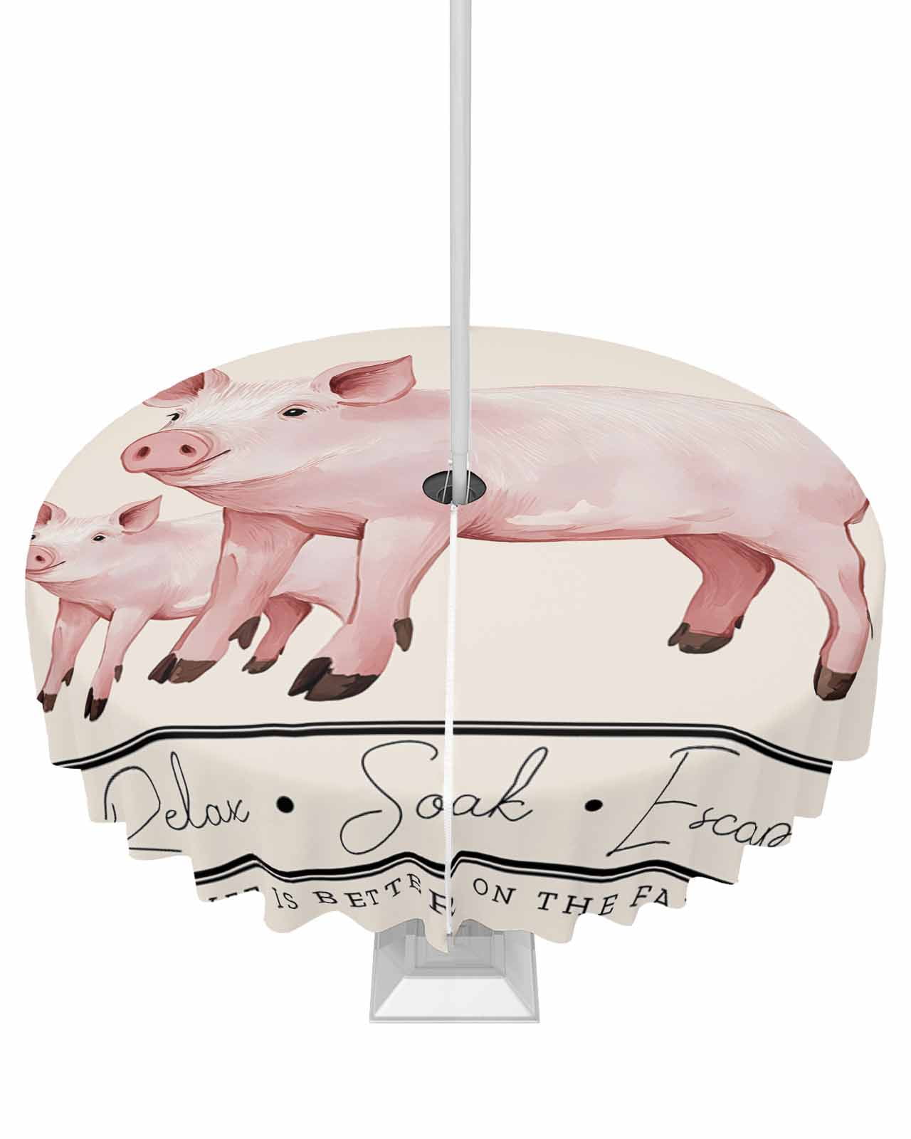 Fsddascl Farmhouse Pig Outdoor Tablecloth - 60 Inch Round Dining Table ...