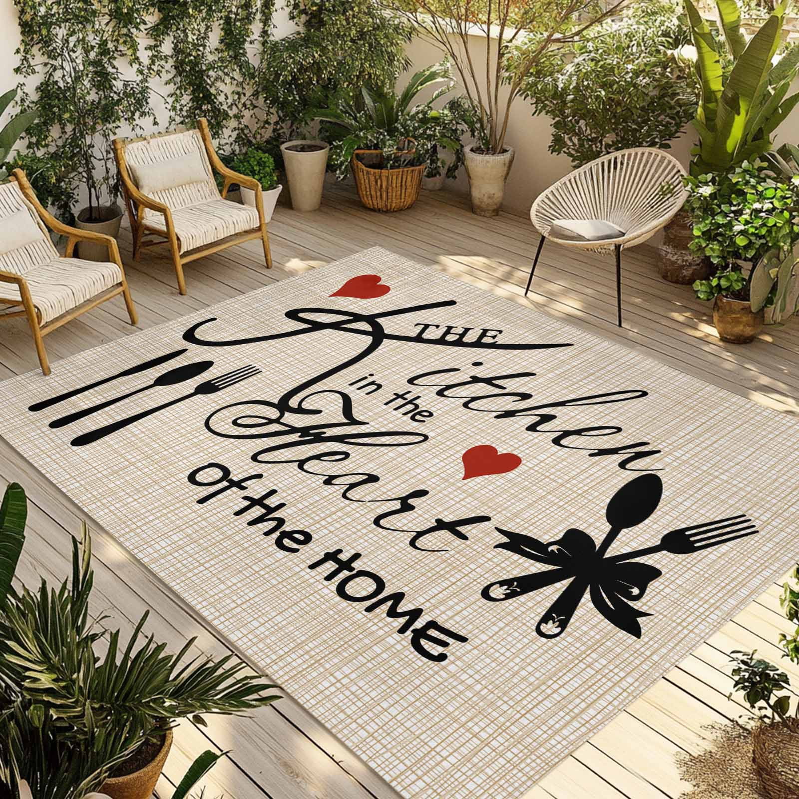 Fsddascl Farmhouse Retro Outdoor Rug for Patio/Deck/Porch, Non-Slip ...