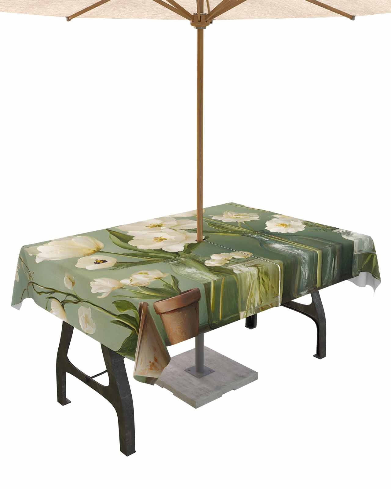 Fsddascl Flower Floral Outdoor Tablecloth - 60x120 Inch Rectangle ...