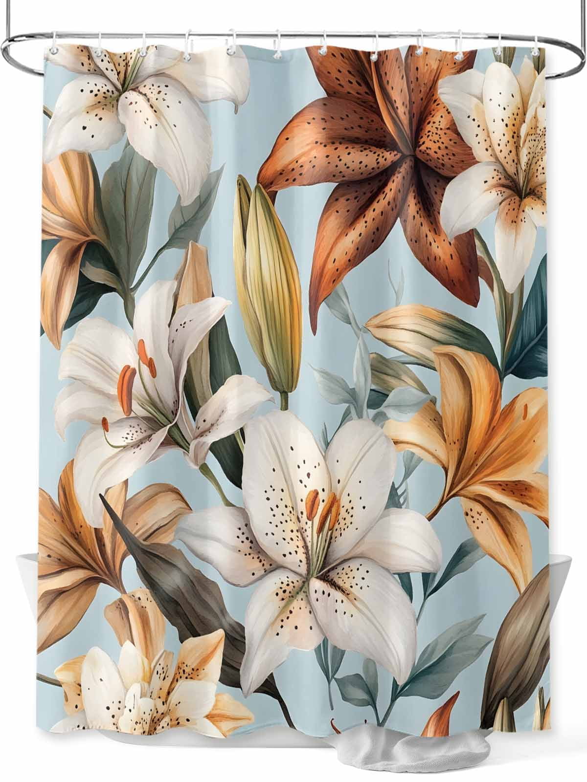 Fsddascl Flower Floral Shower Curtain Set - Extra Long 72" x 96" Washable Bathtub Curtain with ...