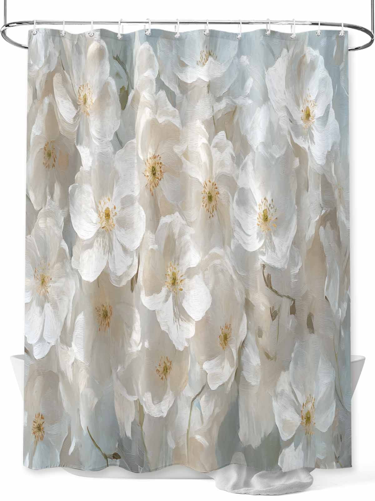 Fsddascl Flowers Shower Curtain Set - 72" x 78" Washable Bathtub ...