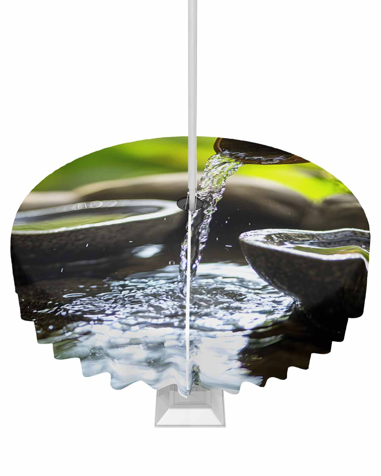 Fsddascl Flowing Water Zen Stones Outdoor Tablecloth - 60 Inch Round ...