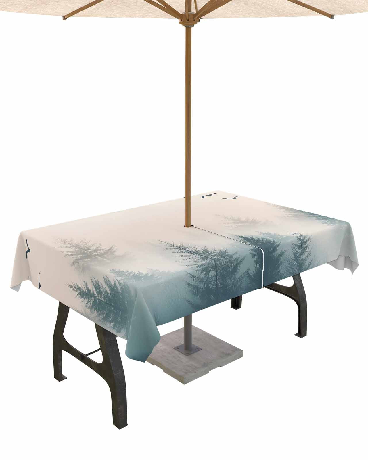 Fsddascl Foggy Forest Outdoor Tablecloth - 60x84 Inch Rectangle Dining ...