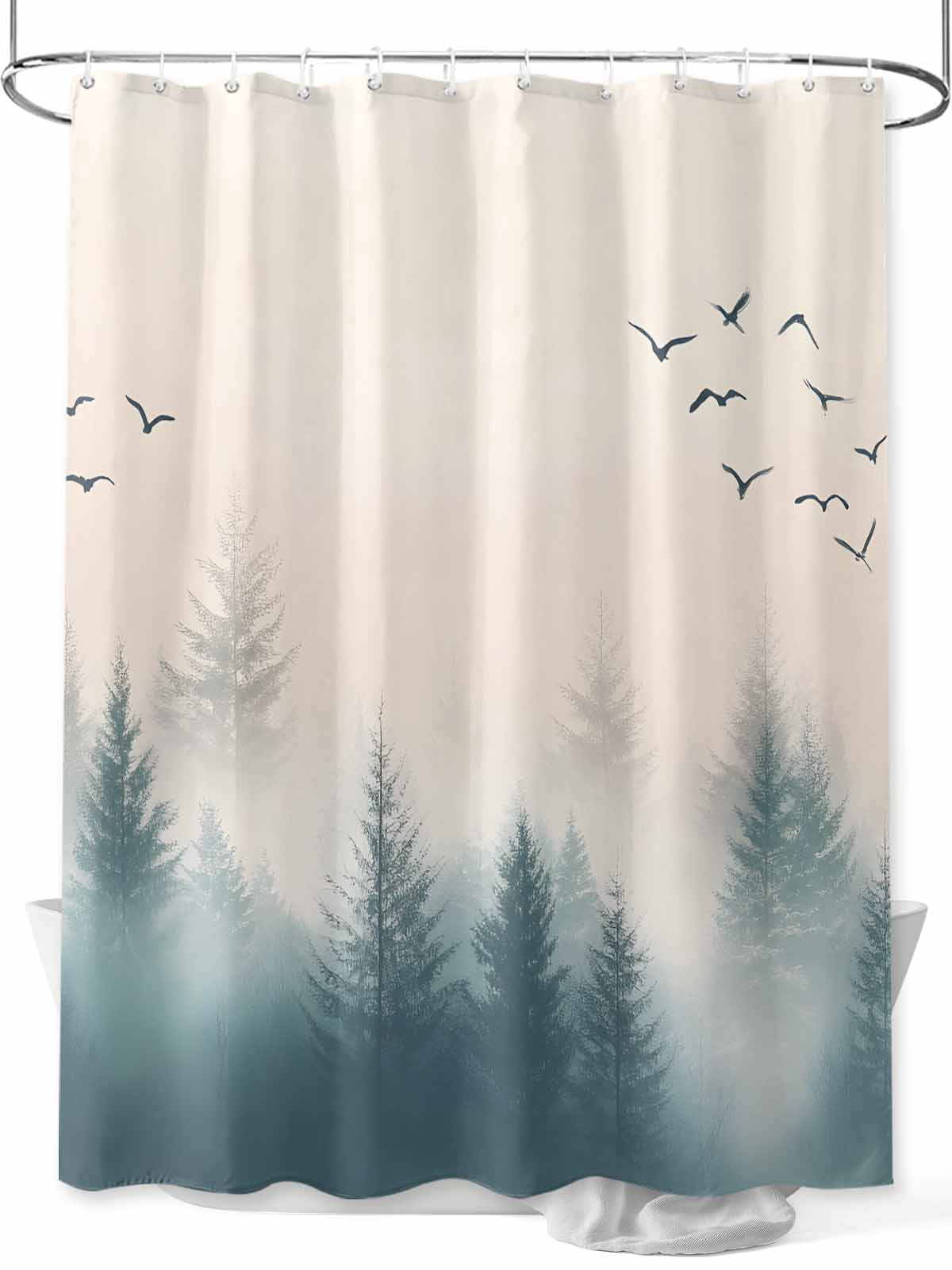 Fsddascl Foggy Forest Shower Curtain Set - 66" x 72" Washable Bathtub ...