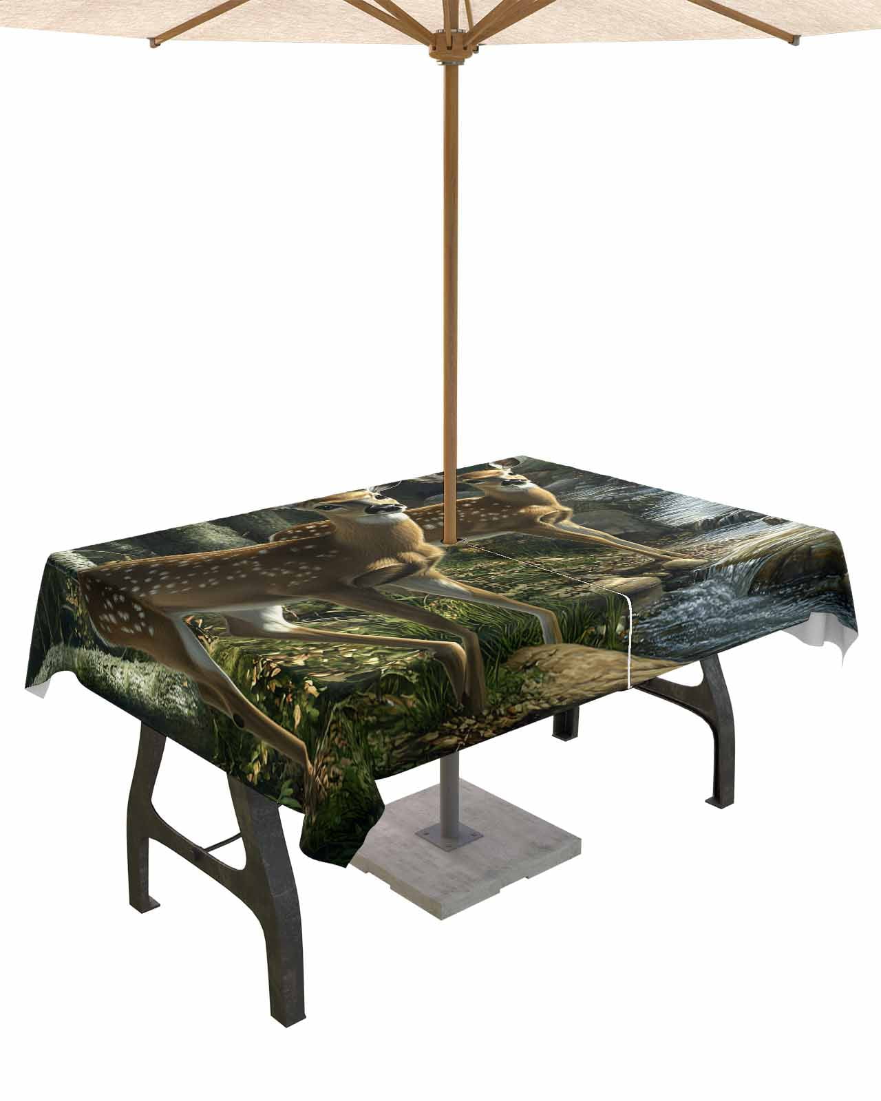 Fsddascl Forest Deer Outdoor Tablecloth - 60x120 Inch Rectangle Dining ...