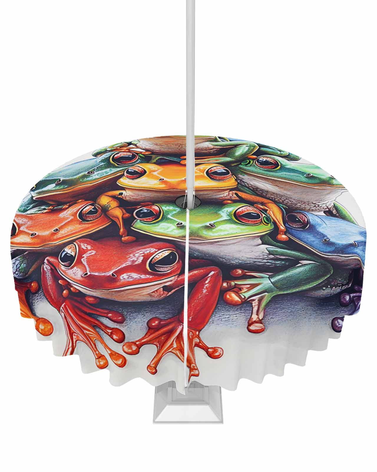 Fsddascl Frogs Prints Outdoor Tablecloth - 60 Inch Round Dining Table ...