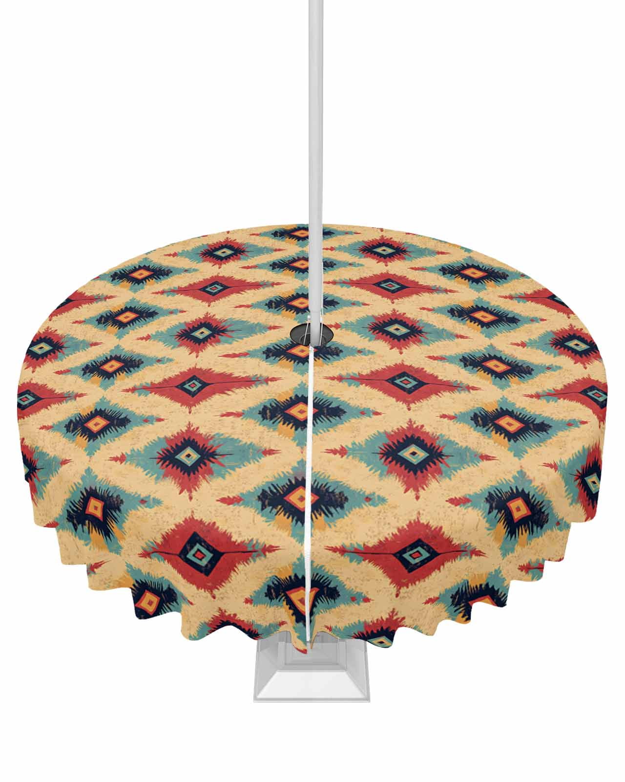 Fsddascl Geometric Outdoor Tablecloth - 60 Inch Round Dining Table ...