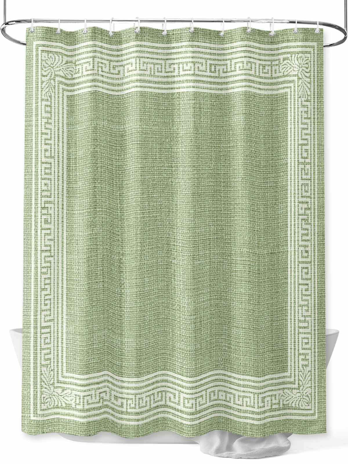 Fsddascl Grass Green Retro Greek Key Shower Curtain Set - Long 72" x 84 ...