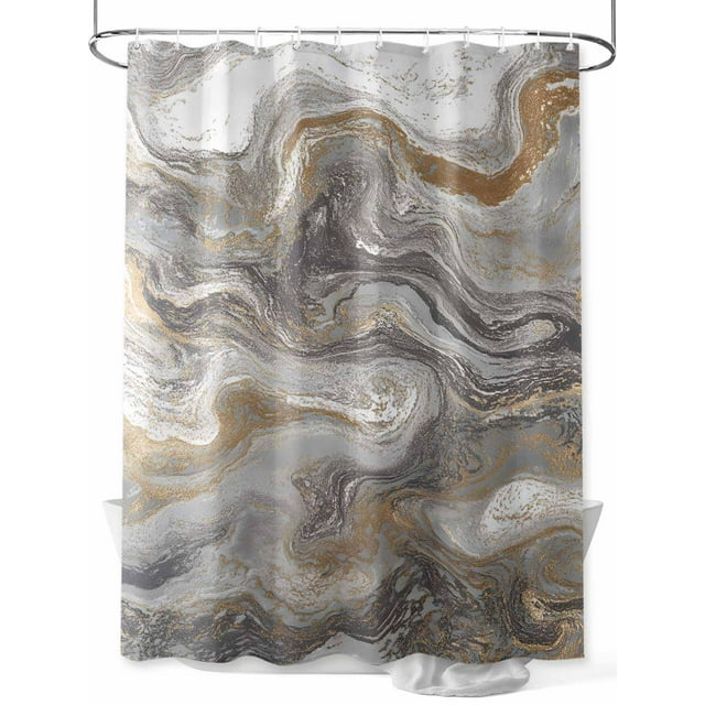 Fsddascl Gray Marble Shower Curtain Set - Extra Long 72" x 96" Bathtub Curtain with 12 Hooks ...