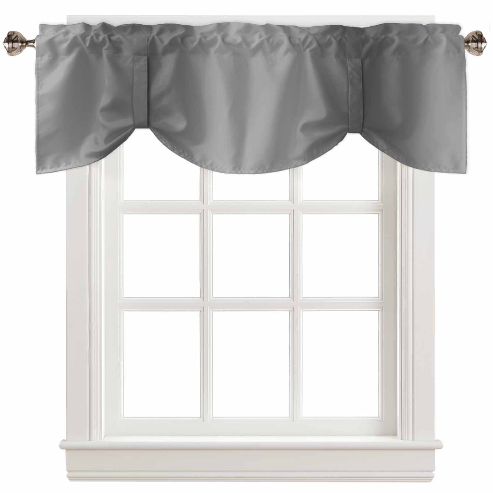 Fsddascl Gray Ombre Tie Up Valance Curtains for Windows, Kitchen ...