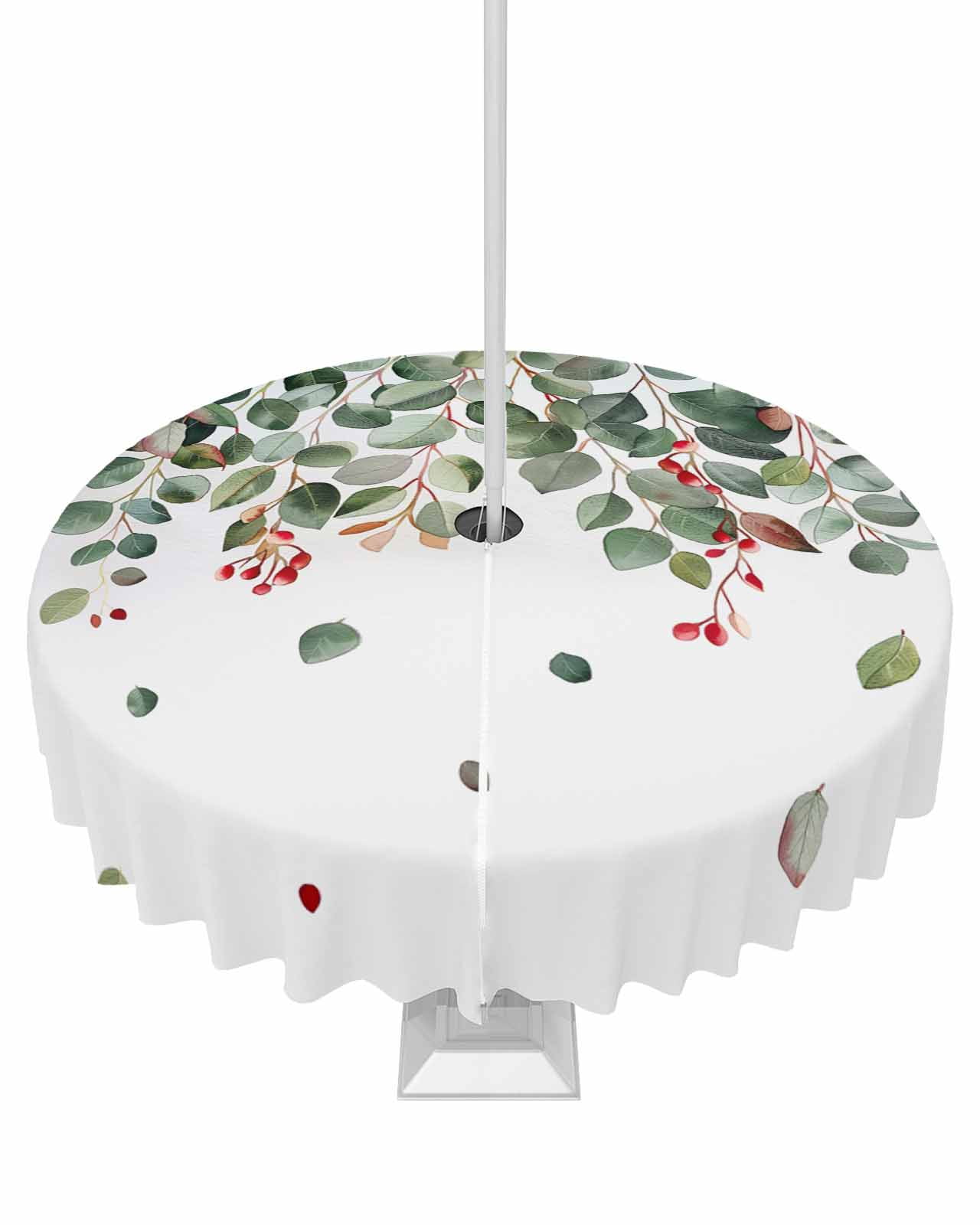 Fsddascl Green Botanical Outdoor Tablecloth - 54 Inch Round Dining ...