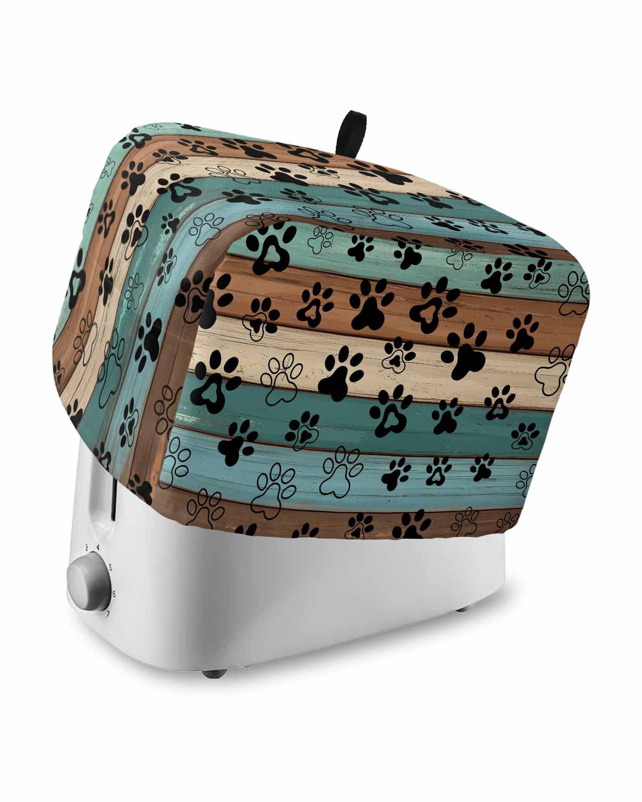 Fsddascl Green Brown Paw Print Toaster Cover 4 Slice, Large Kitchen ...