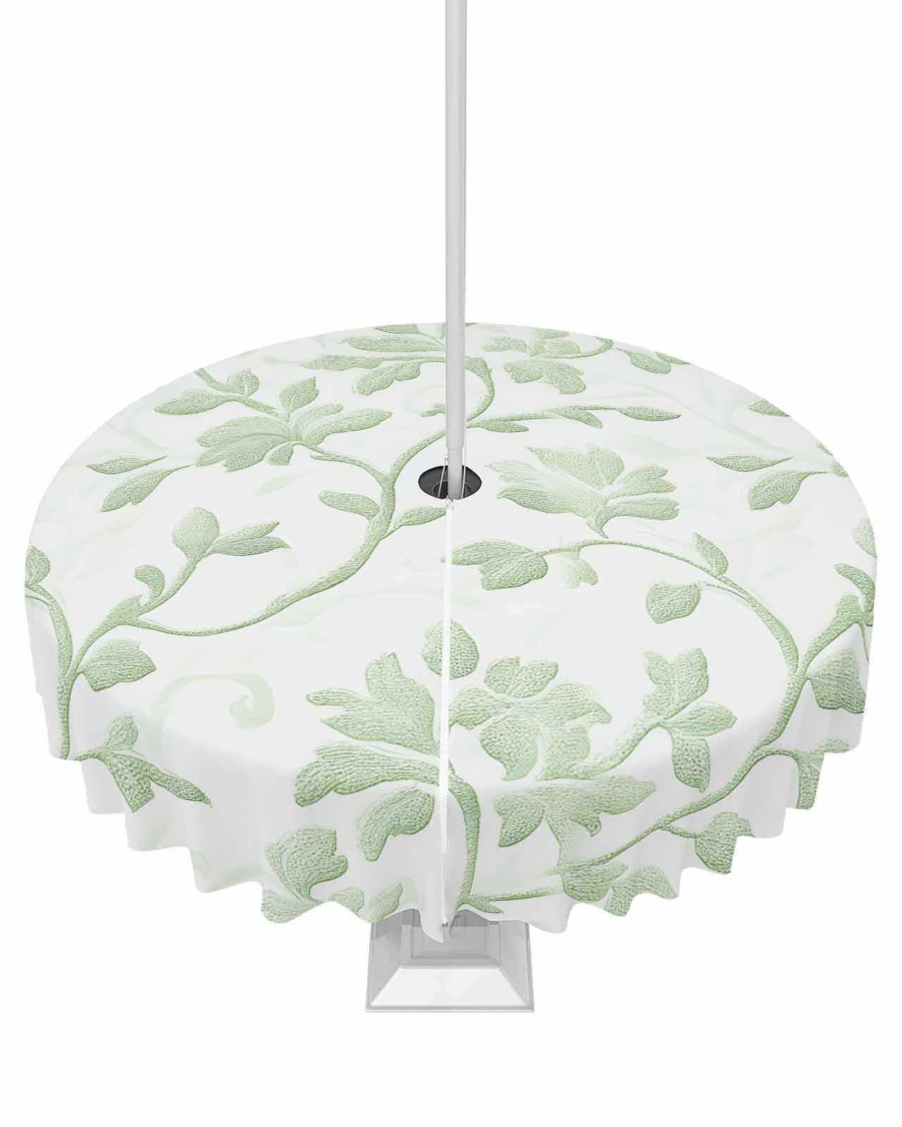 Fsddascl Green Leaves Outdoor Tablecloth - 60 Inch Round Dining Table ...