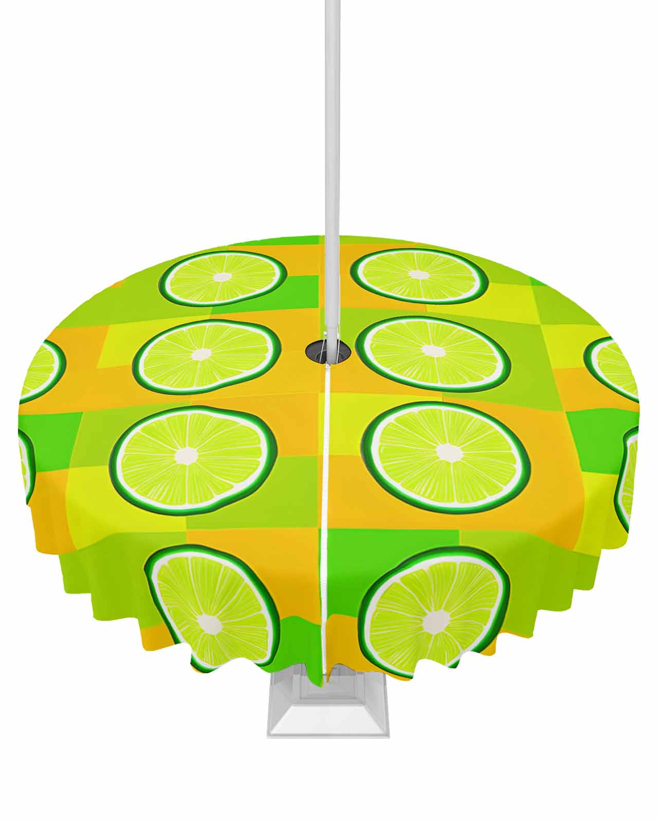 Fsddascl Green Lemon Plaid Outdoor Tablecloth - 54 Inch Round Dining ...