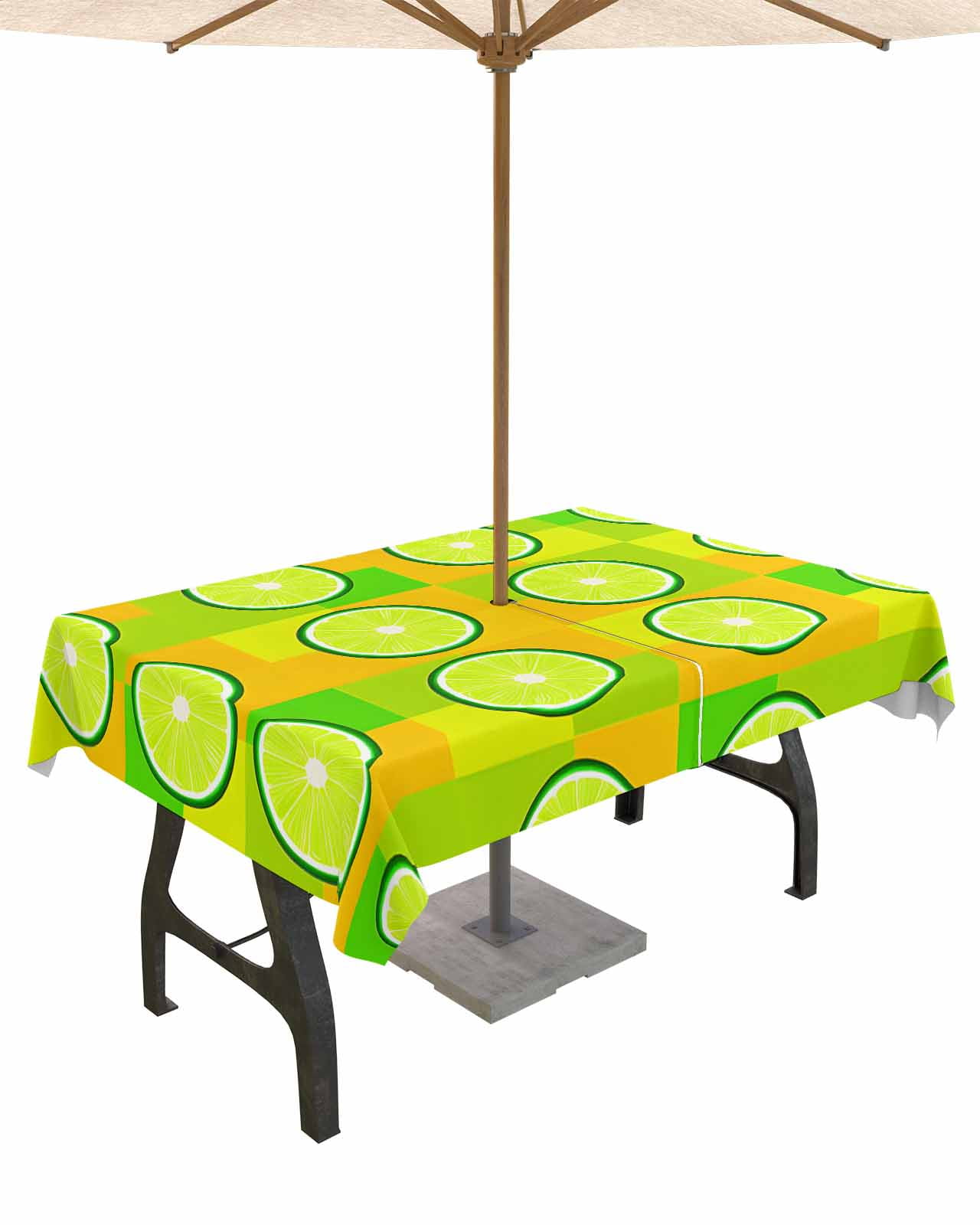 Fsddascl Green Lemon Plaid Outdoor Tablecloth - 60x120 Inch Rectangle ...
