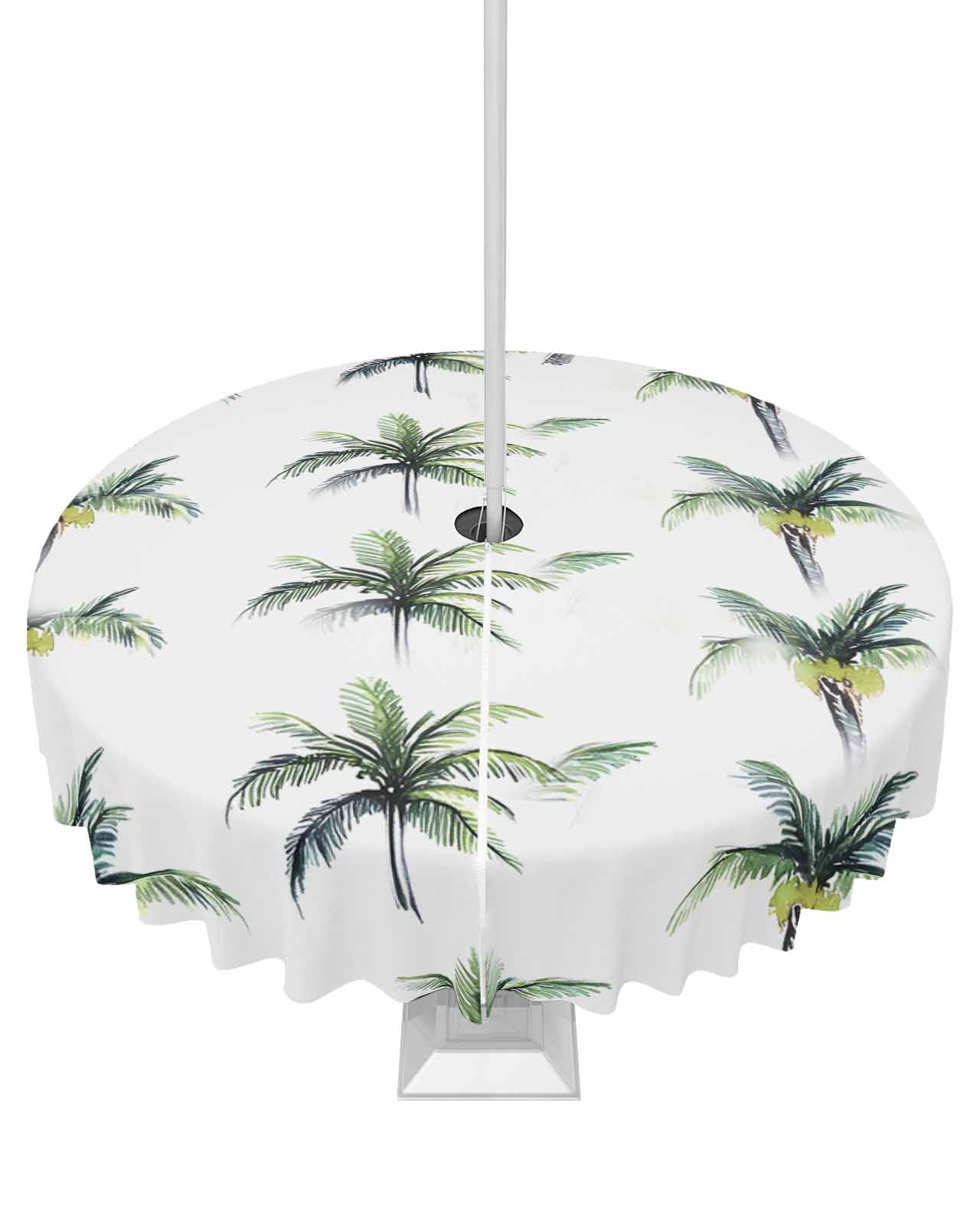 Fsddascl Green Palm Trees Outdoor Tablecloth - 54 Inch Round Dining ...