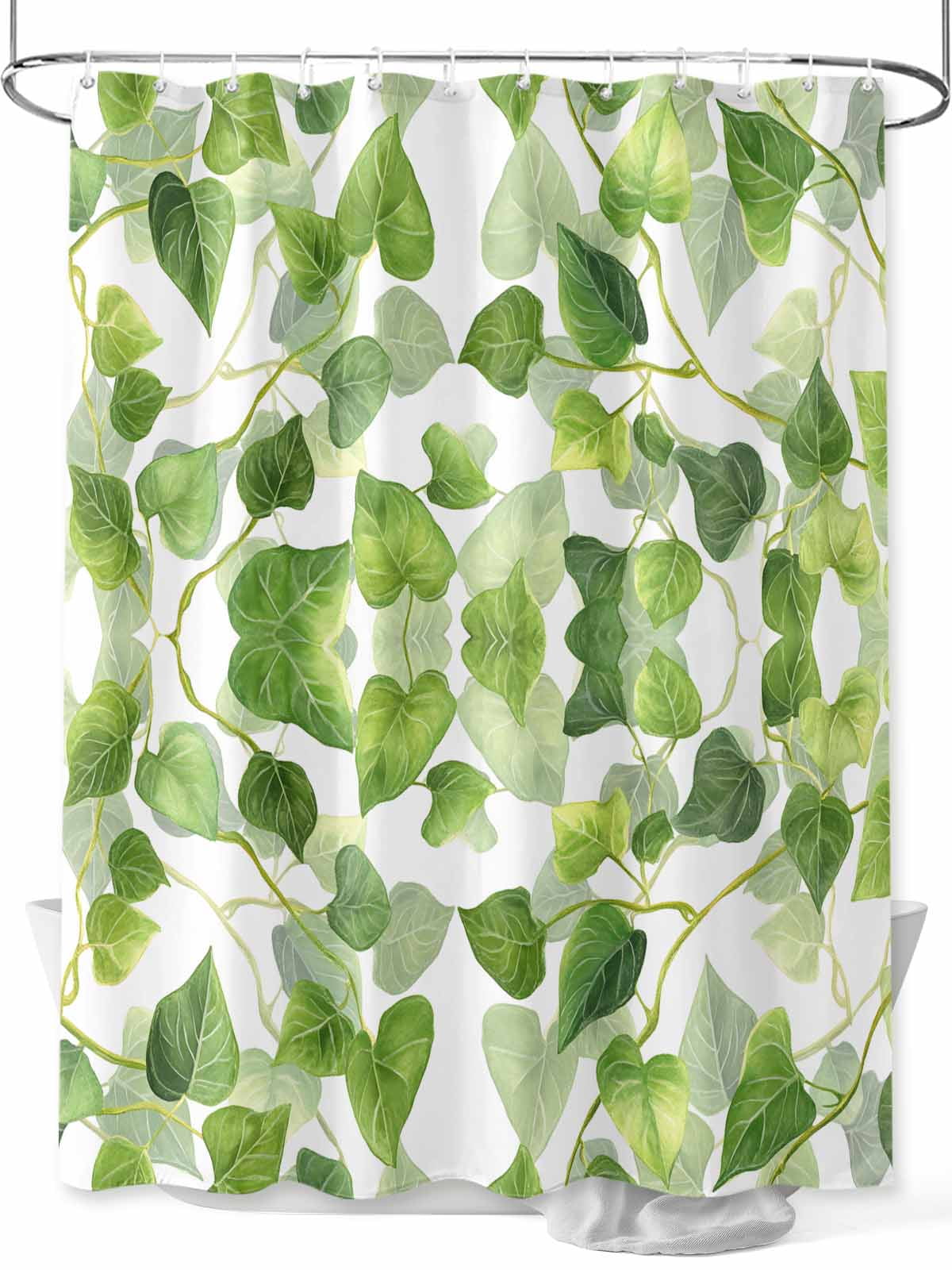 Fsddascl Green Plant Shower Curtain Set - 72" x 78" Washable Bathtub Curtain with 12 Hooks ...