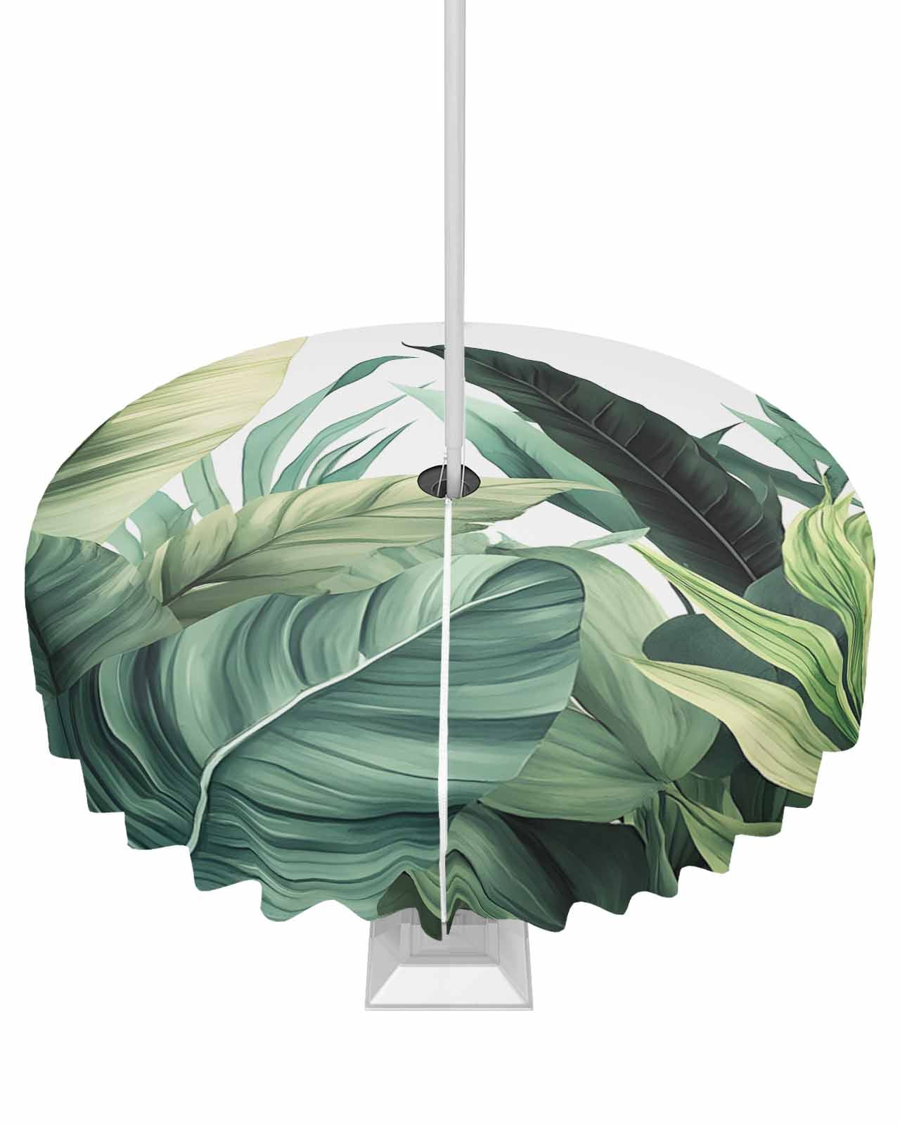 Fsddascl Green Tropical Leaves Outdoor Tablecloth - 54 Inch Round ...