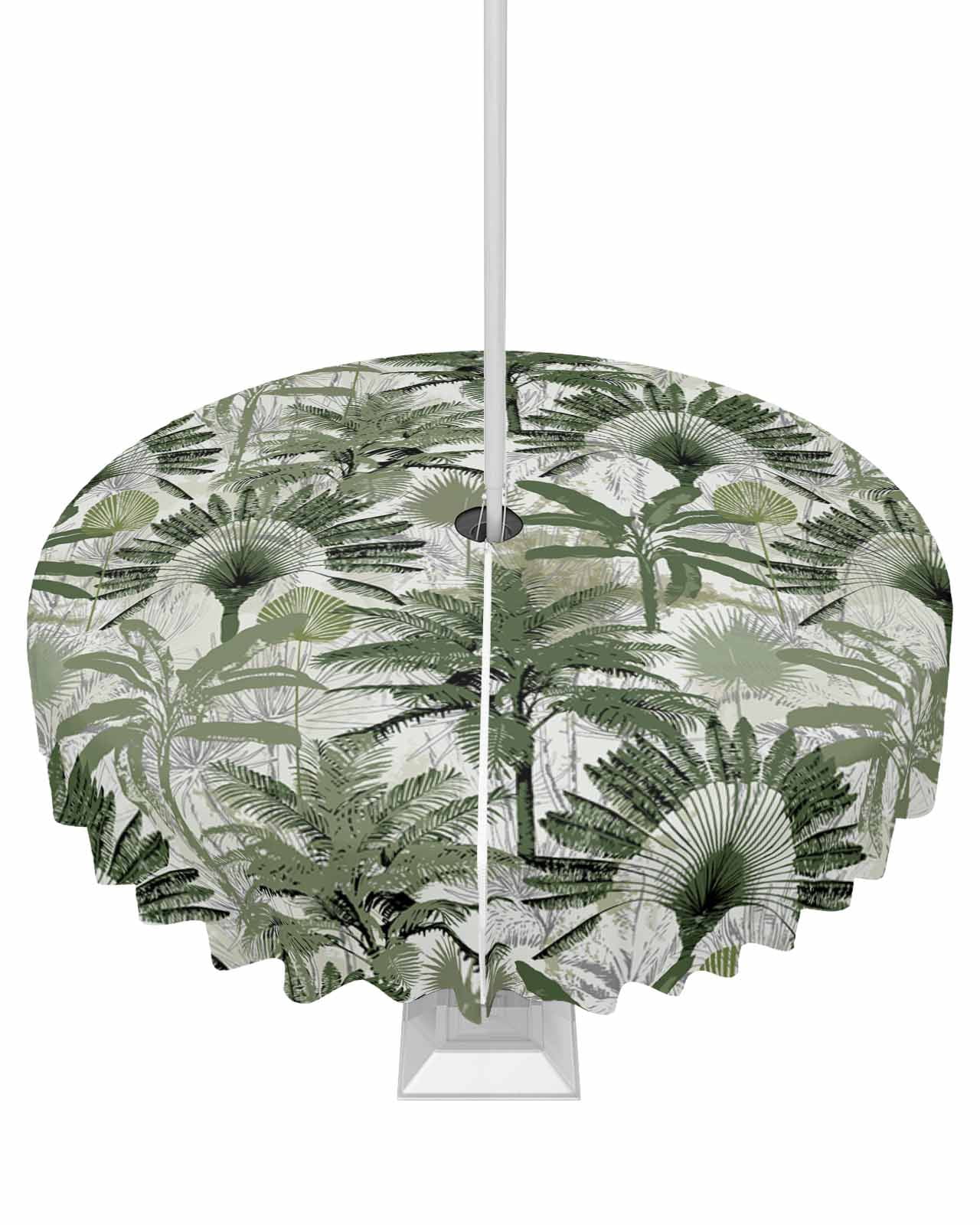 Fsddascl Green Tropical Leaves Outdoor Tablecloth - 54 Inch Round ...