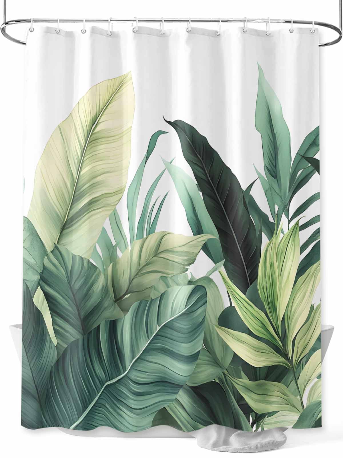 Fsddascl Green Tropical Leaves Shower Curtain Set - Long 72" x 84 ...