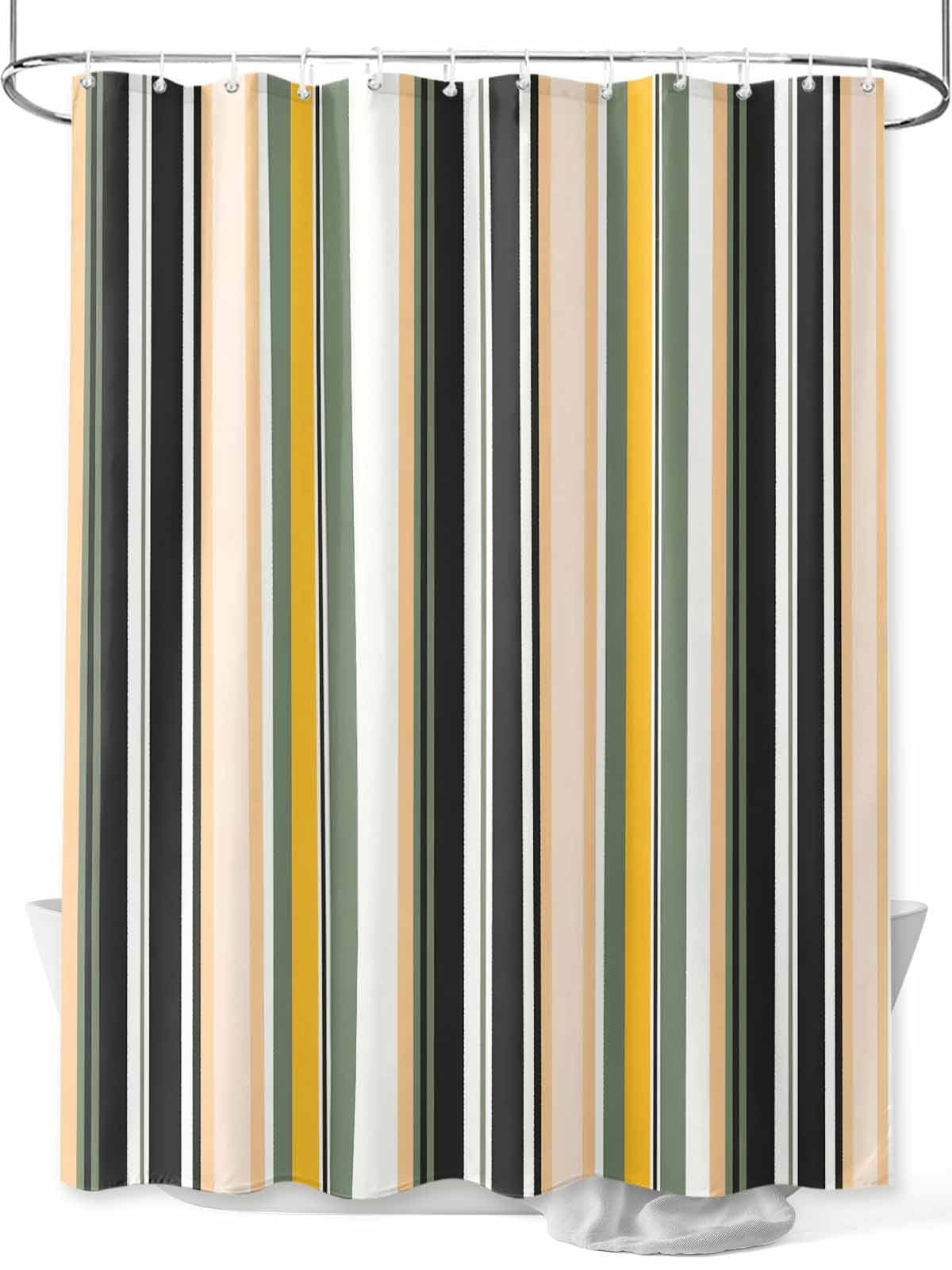 Fsddascl Green Yellow Black Striped Shower Curtain Set - Small 36" x 72 ...