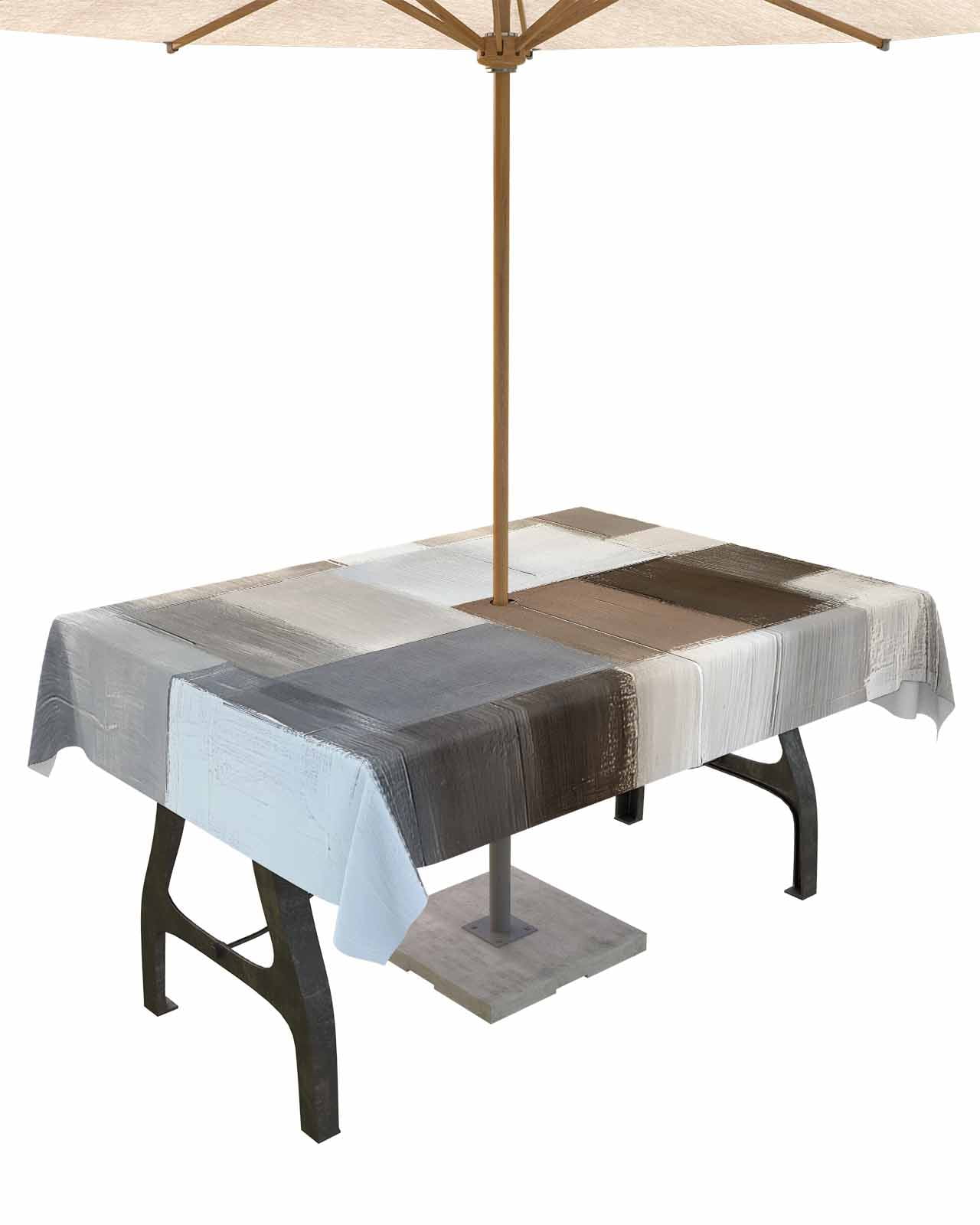Fsddascl Grey Brown Color Blocks Outdoor Tablecloth - 60x120 Inch ...