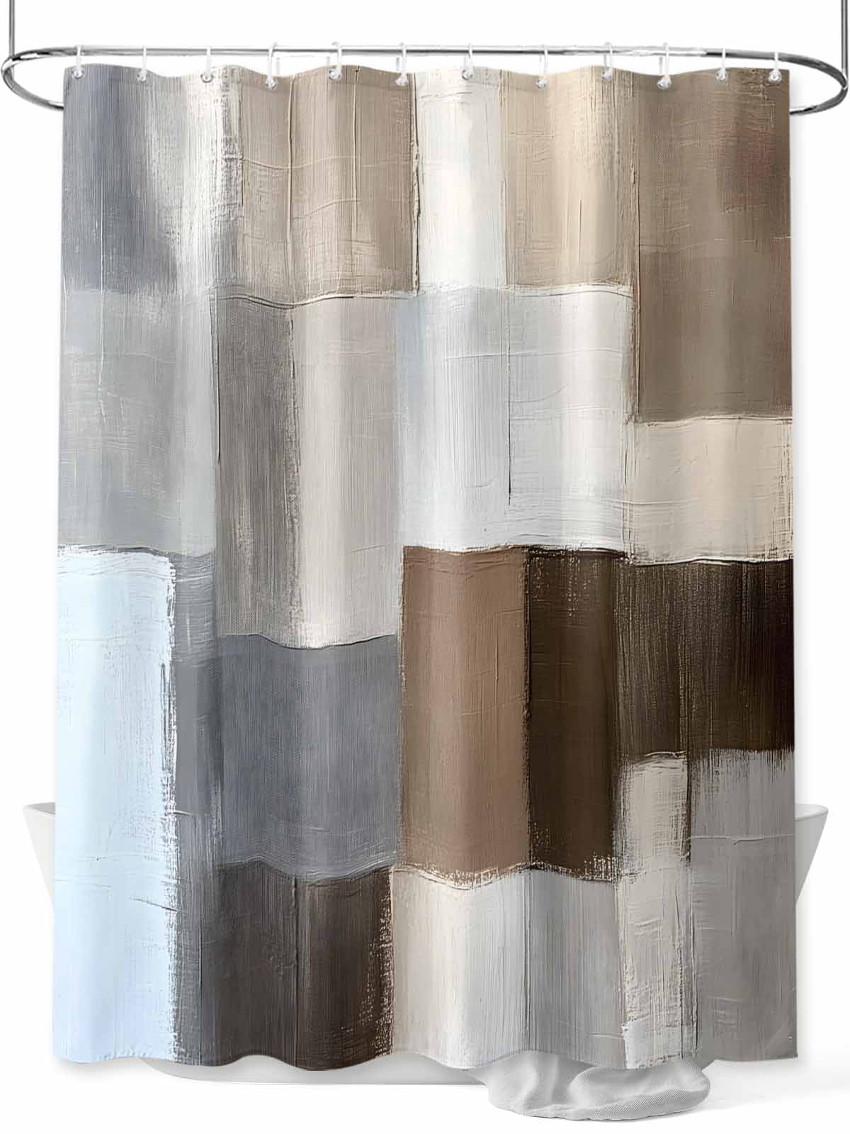 Fsddascl Grey Brown Color Blocks Shower Curtain Set - 48" x 72 ...