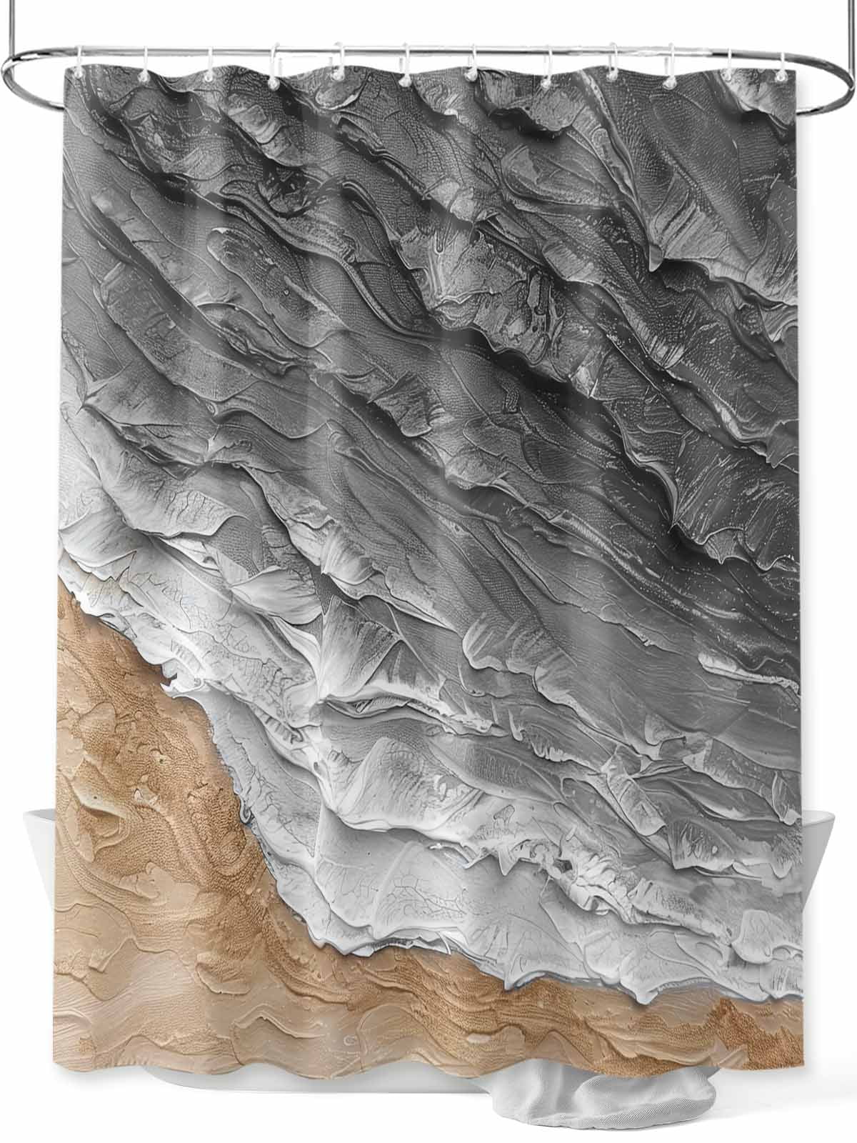 Fsddascl Grey Coastal Beach Shower Curtain Set - Long 72" x 84 ...