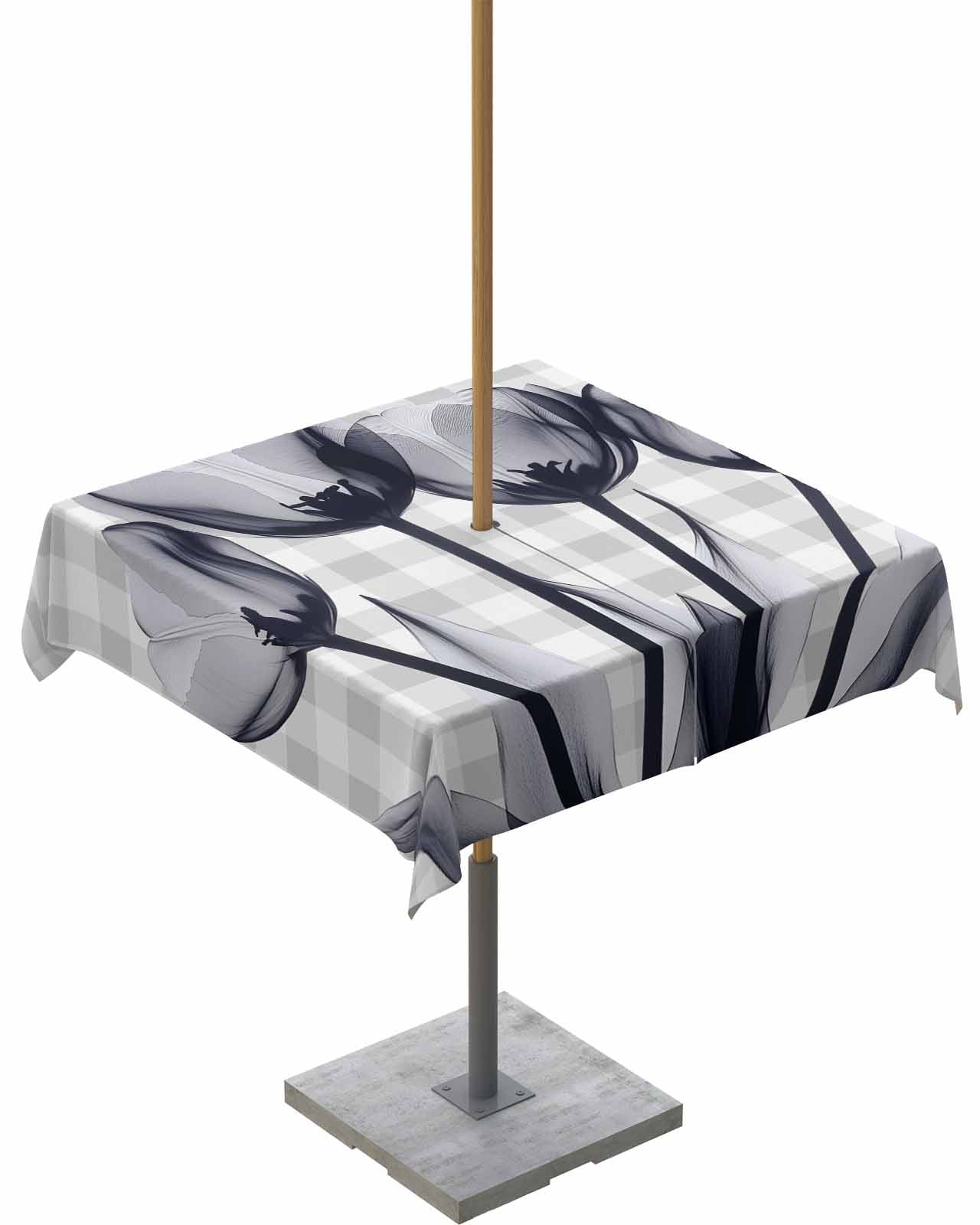 Fsddascl Grey Tulip Outdoor Tablecloth - 60x60 Inch Square Dining Table ...