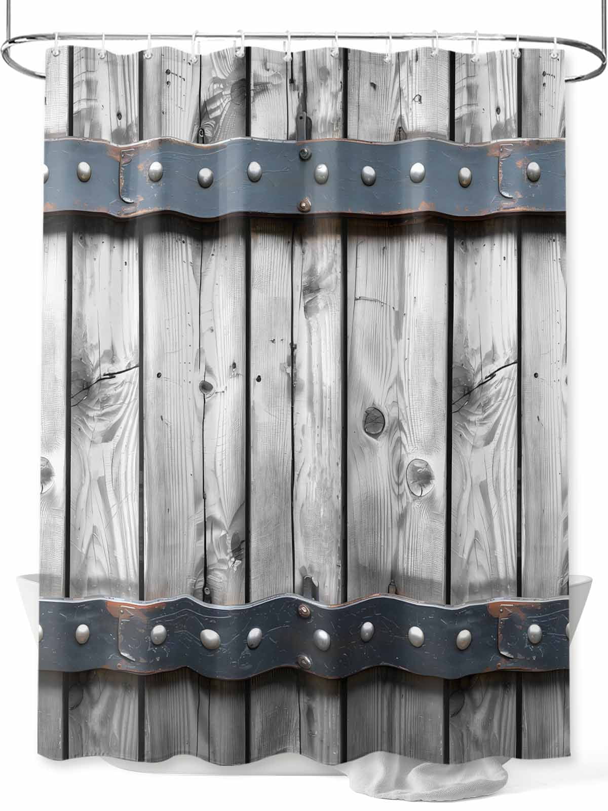 Fsddascl Grey Wood Grain Shower Curtain Set - 48" x 72" Washable ...