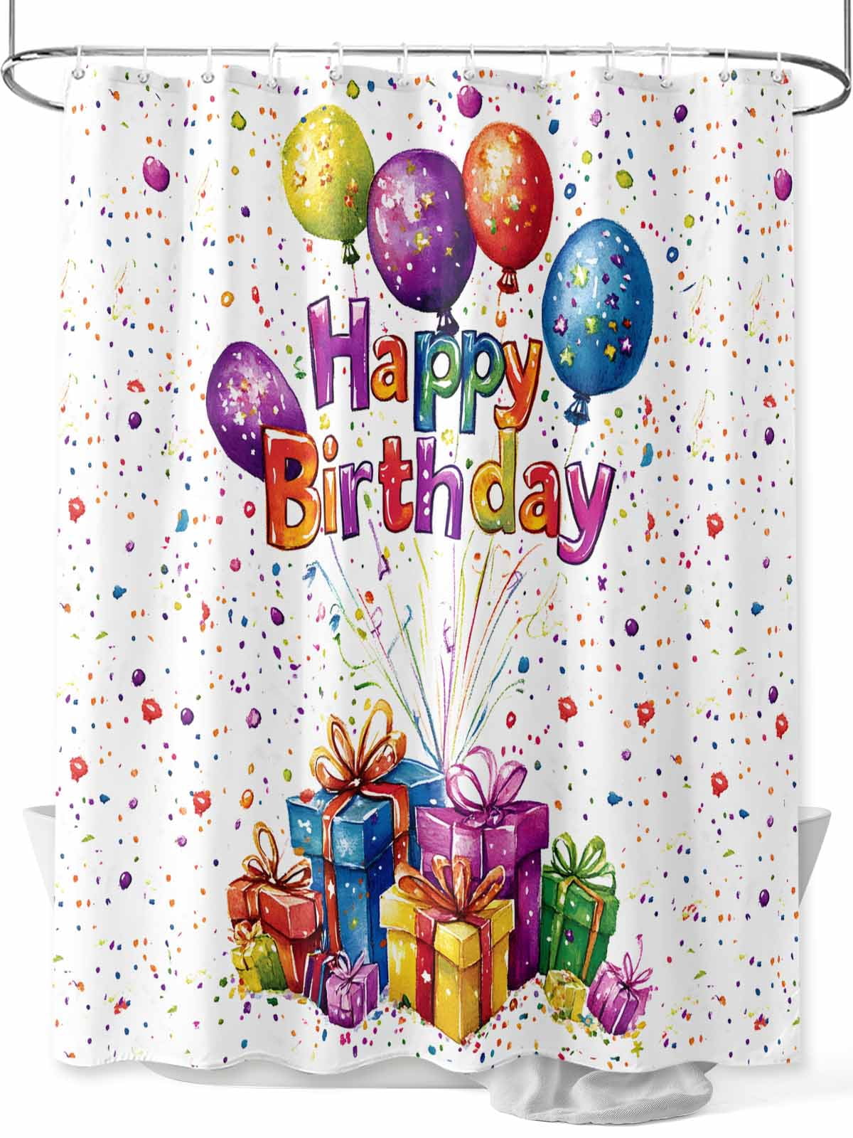 Fsddascl Happy Birthday Shower Curtain Set - 48" x 72" Washable Bathtub ...