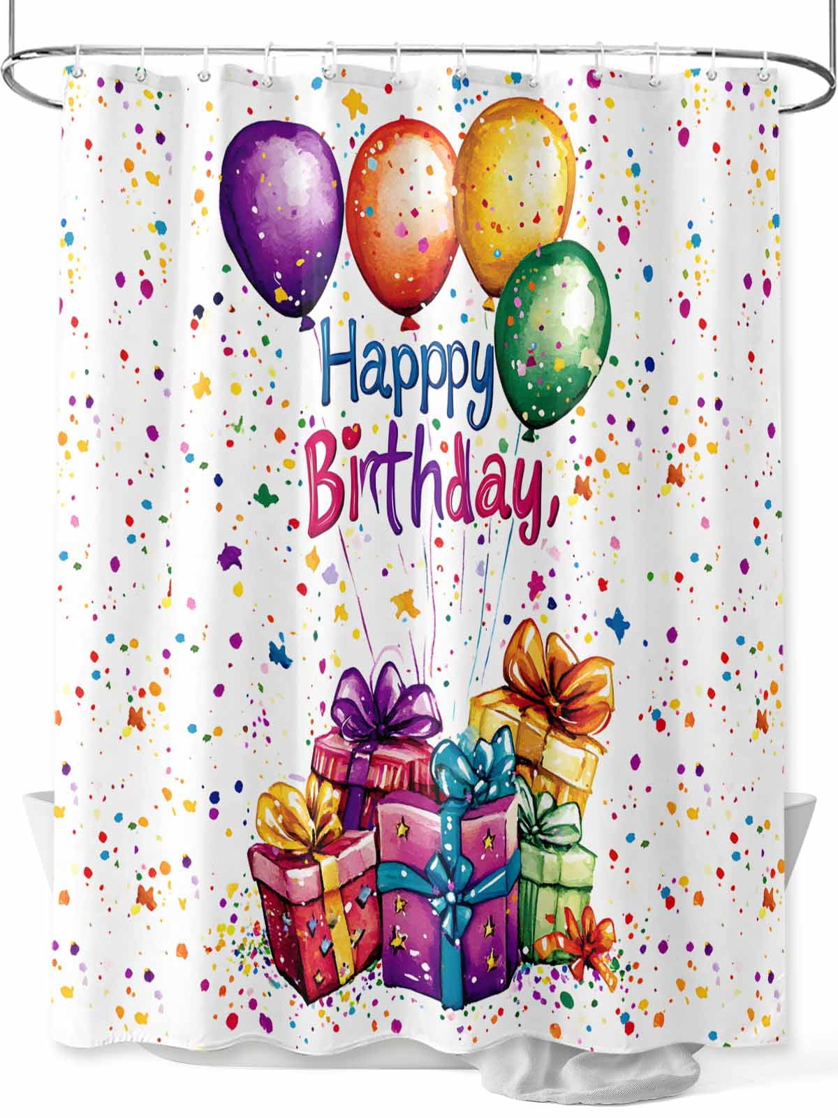Fsddascl Happy Birthday Shower Curtain Set - 72" x 78" Washable Bathtub ...