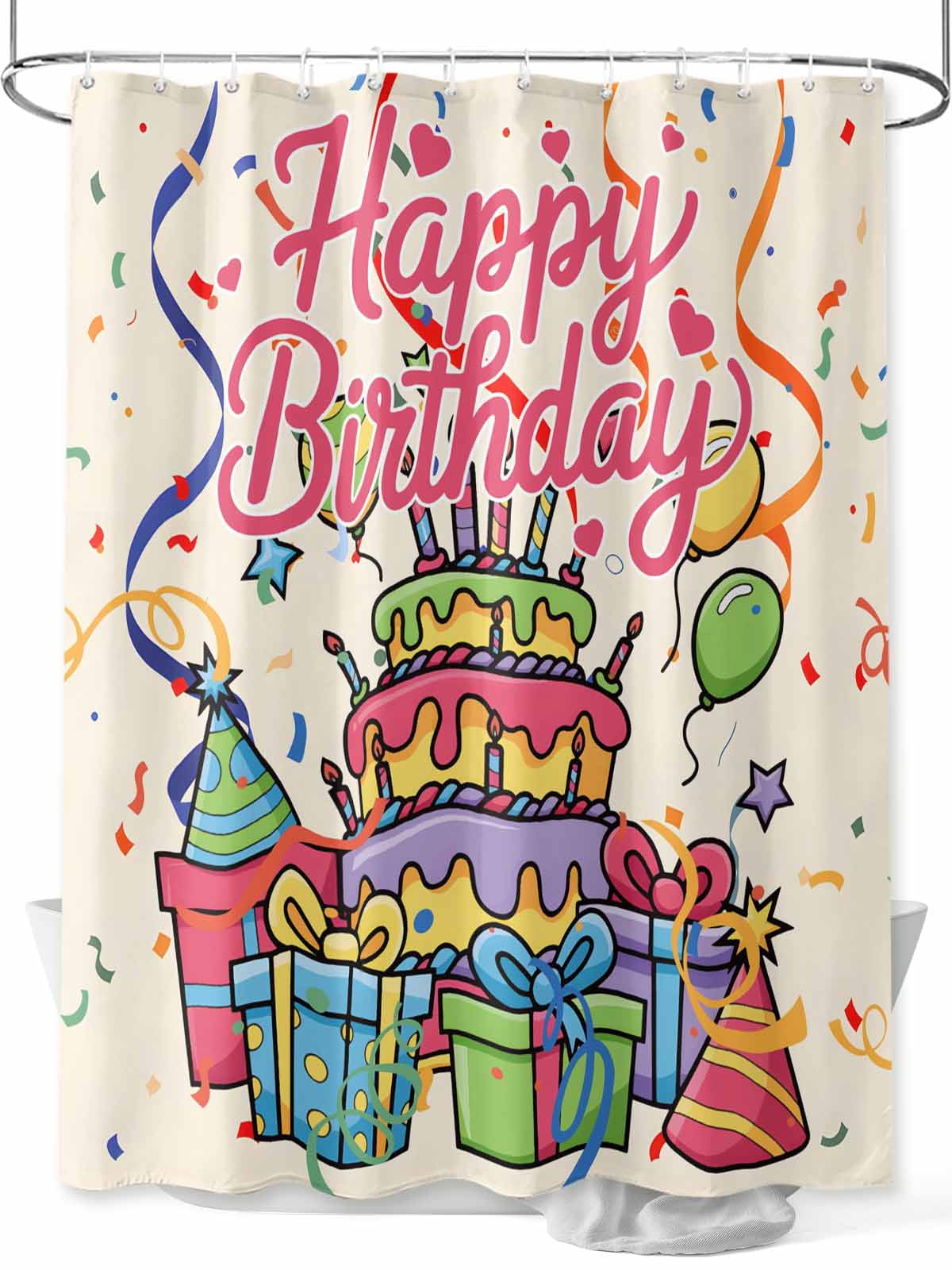 Fsddascl Happy Birthday Shower Curtain Set - Extra Long 72" x 96 ...