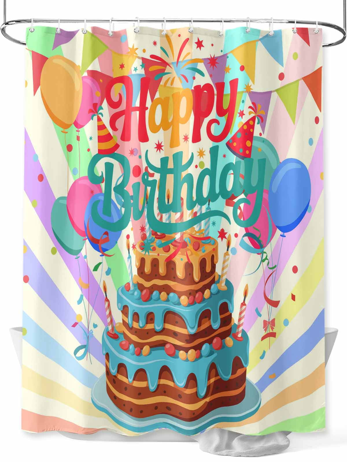 Fsddascl Happy Birthday Shower Curtain Set - Small 36" x 72" Washable ...