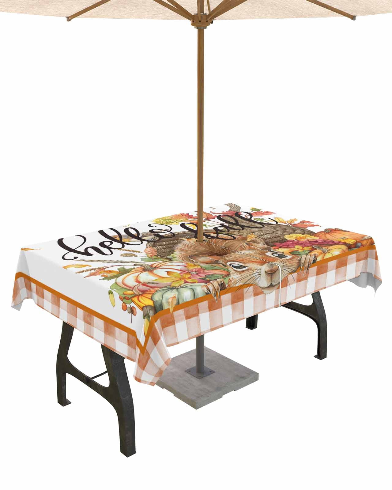 Fsddascl Hello Fall Squirrel Outdoor Tablecloth - 60x102 Inch Rectangle ...