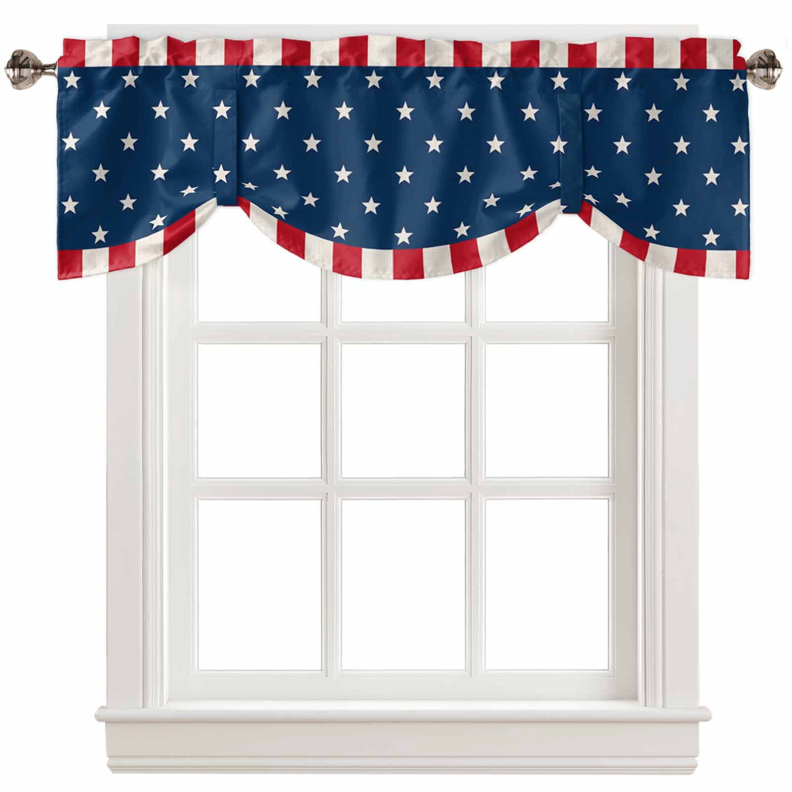 Fsddascl Independence Day American Flag Tie Up Valance Curtains for ...