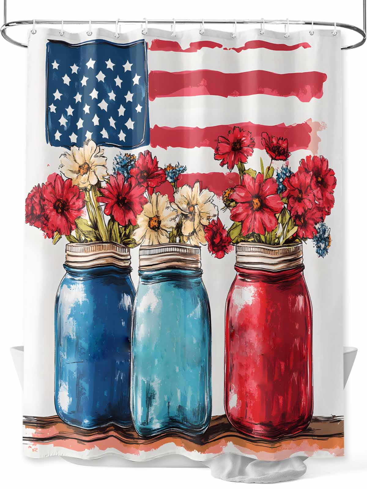 Fsddascl Independence Day Shower Curtain Set - 66" x 72" Washable ...