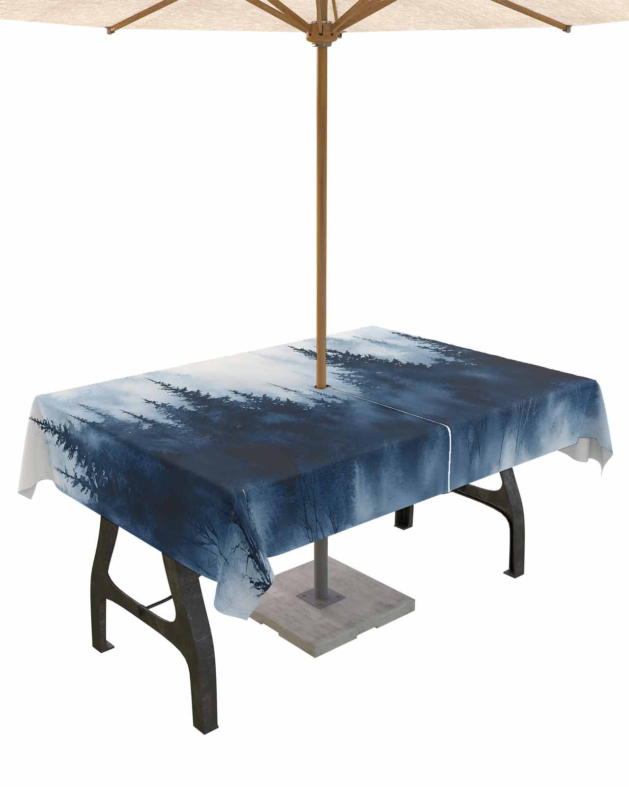 Fsddascl Ink Blue Forest Outdoor Tablecloth - 54x80 Inch Rectangle ...