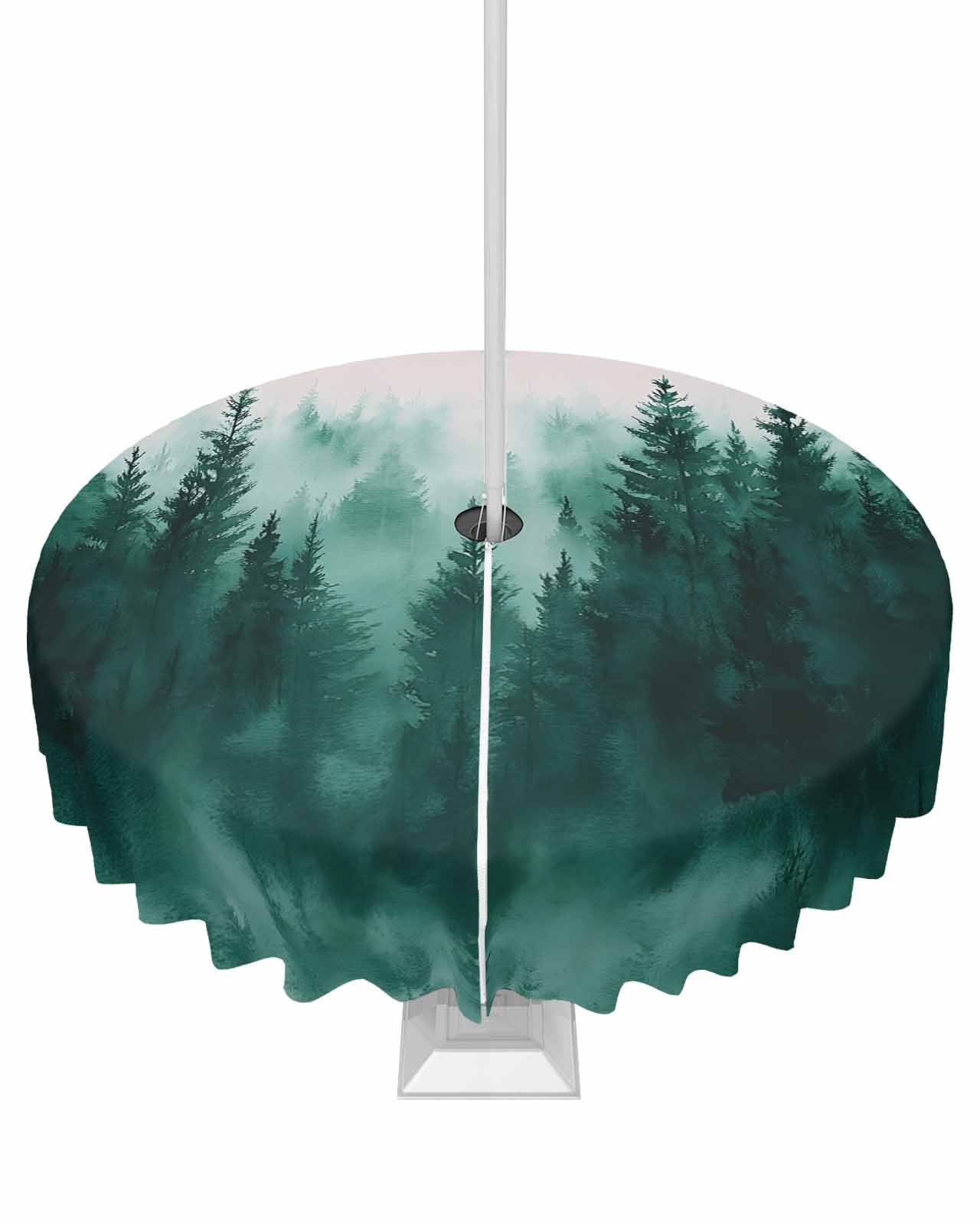Fsddascl Ink Green Forest Outdoor Tablecloth - 54 Inch Round Dining ...