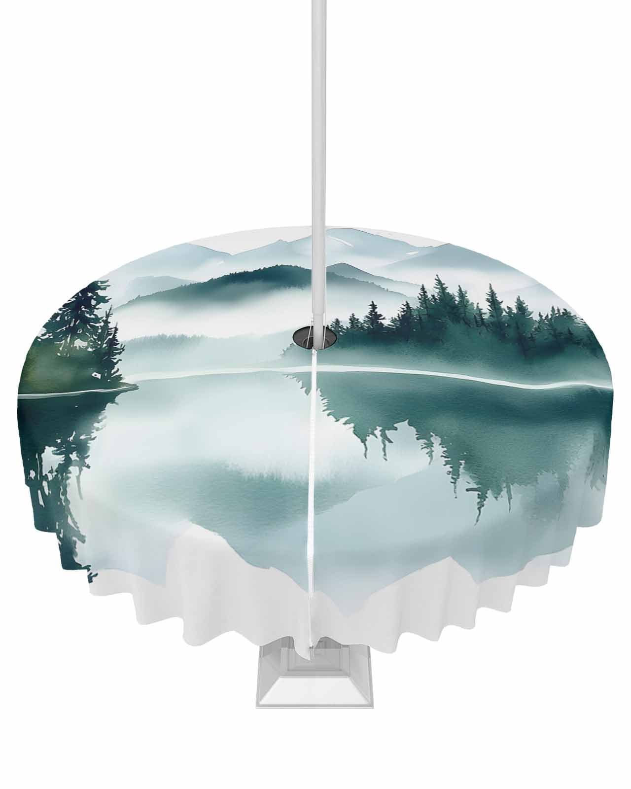 Fsddascl Ink Green Lake Forest Outdoor Tablecloth - 54 Inch Round ...