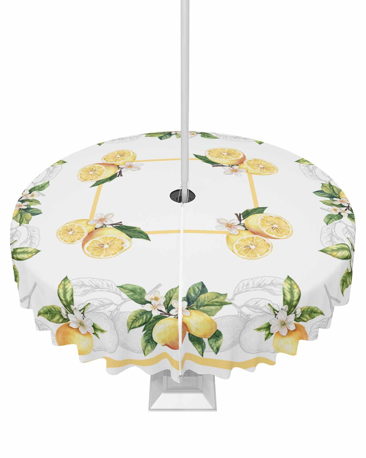 Fsddascl Lemon Yellow Outdoor Tablecloth - 60 Inch Round Dining Table ...