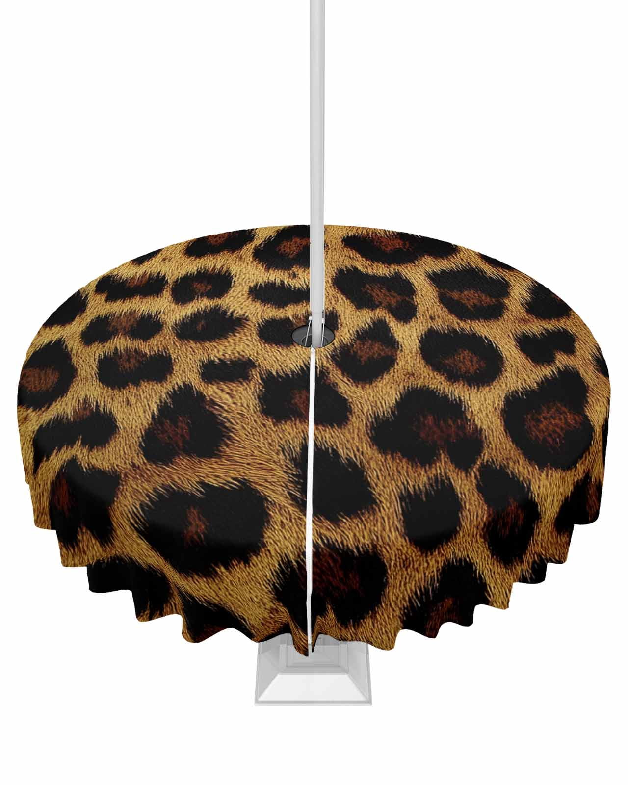 Fsddascl Leopard Outdoor Tablecloth - 54 Inch Round Dining Table Cover ...