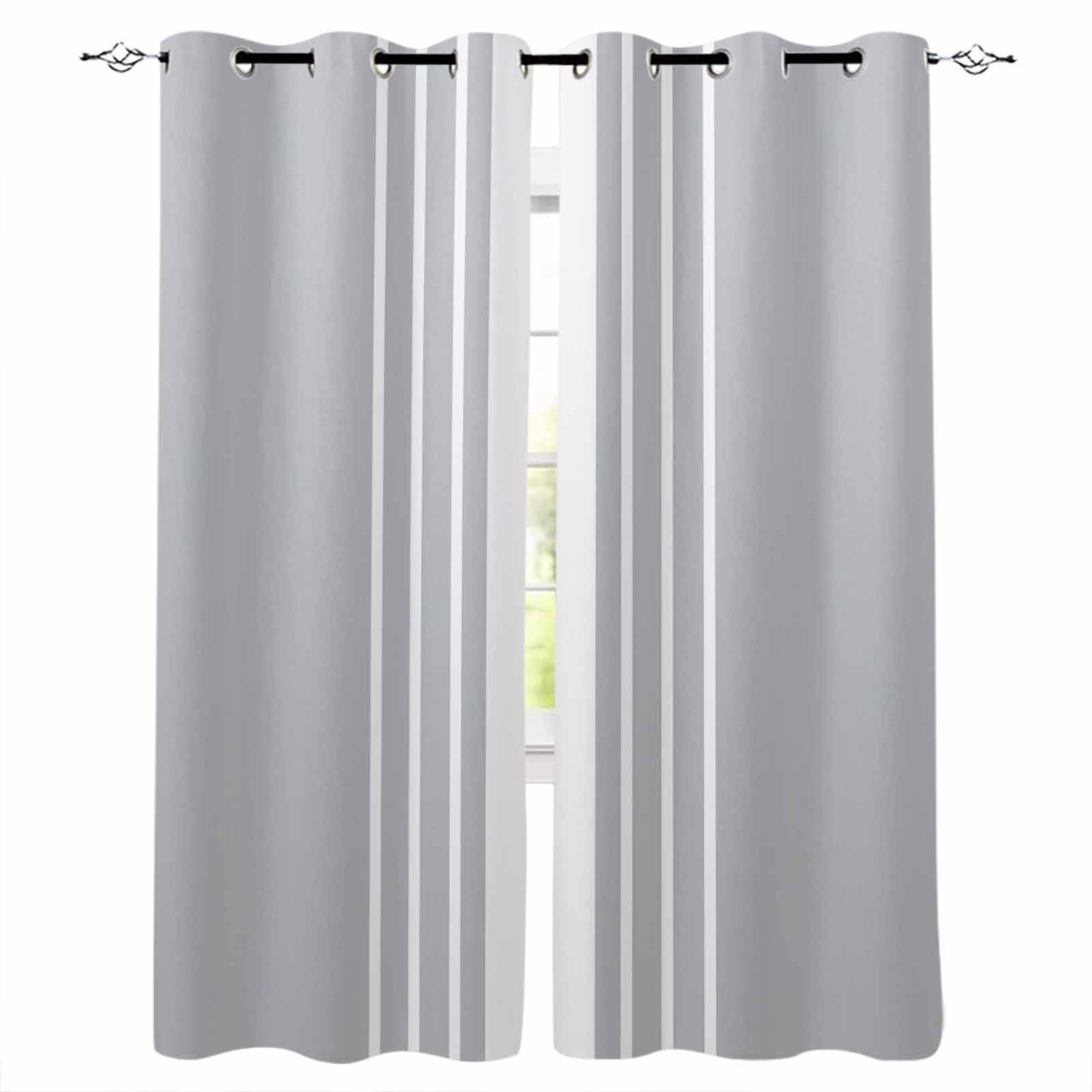 Fsddascl Light Grey Striped Blackout Curtains for Bedroom/Living Room ...