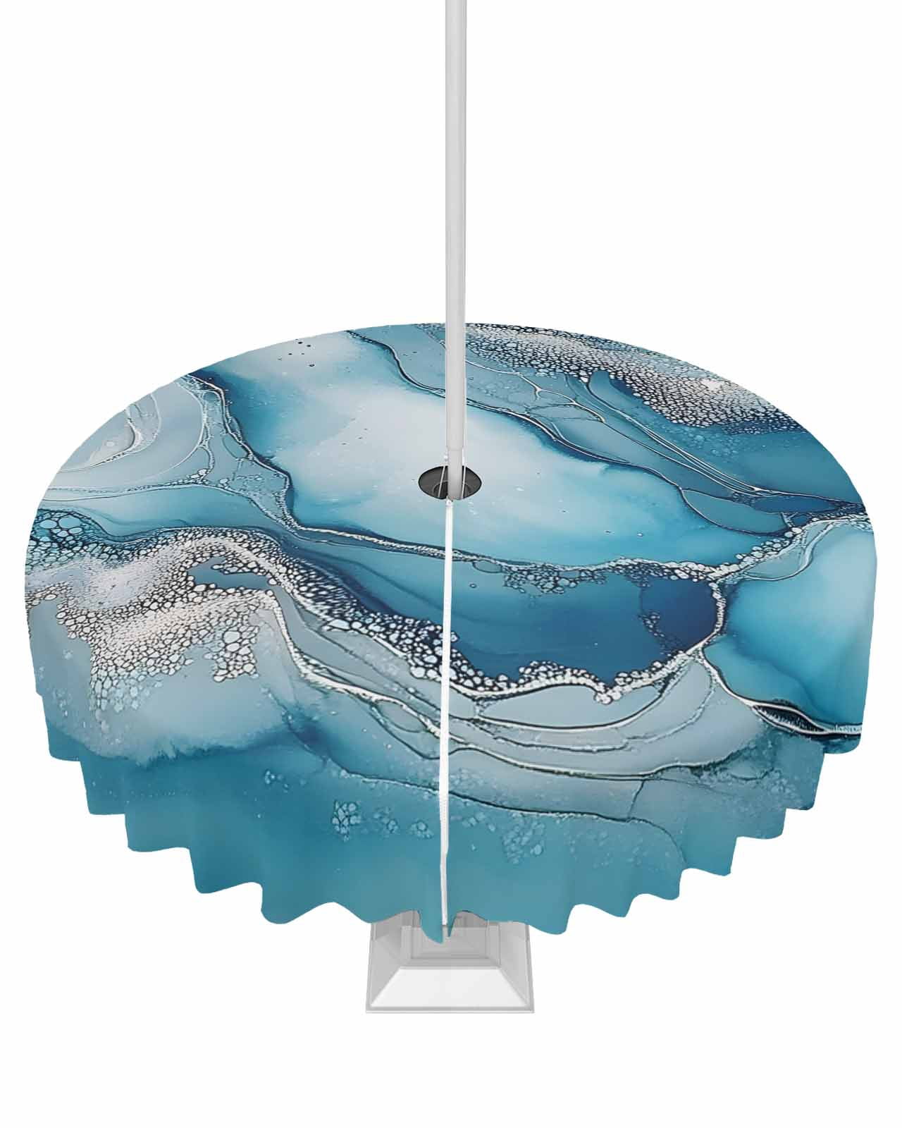 Fsddascl Marble Blue Teal Outdoor Tablecloth - 60 Inch Round Dining ...